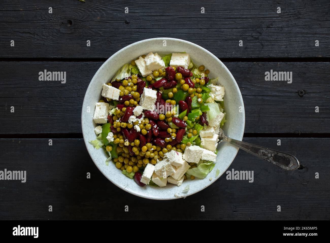 vegetable salad with cabbage iceberg peas and cheese feta cheese and ...