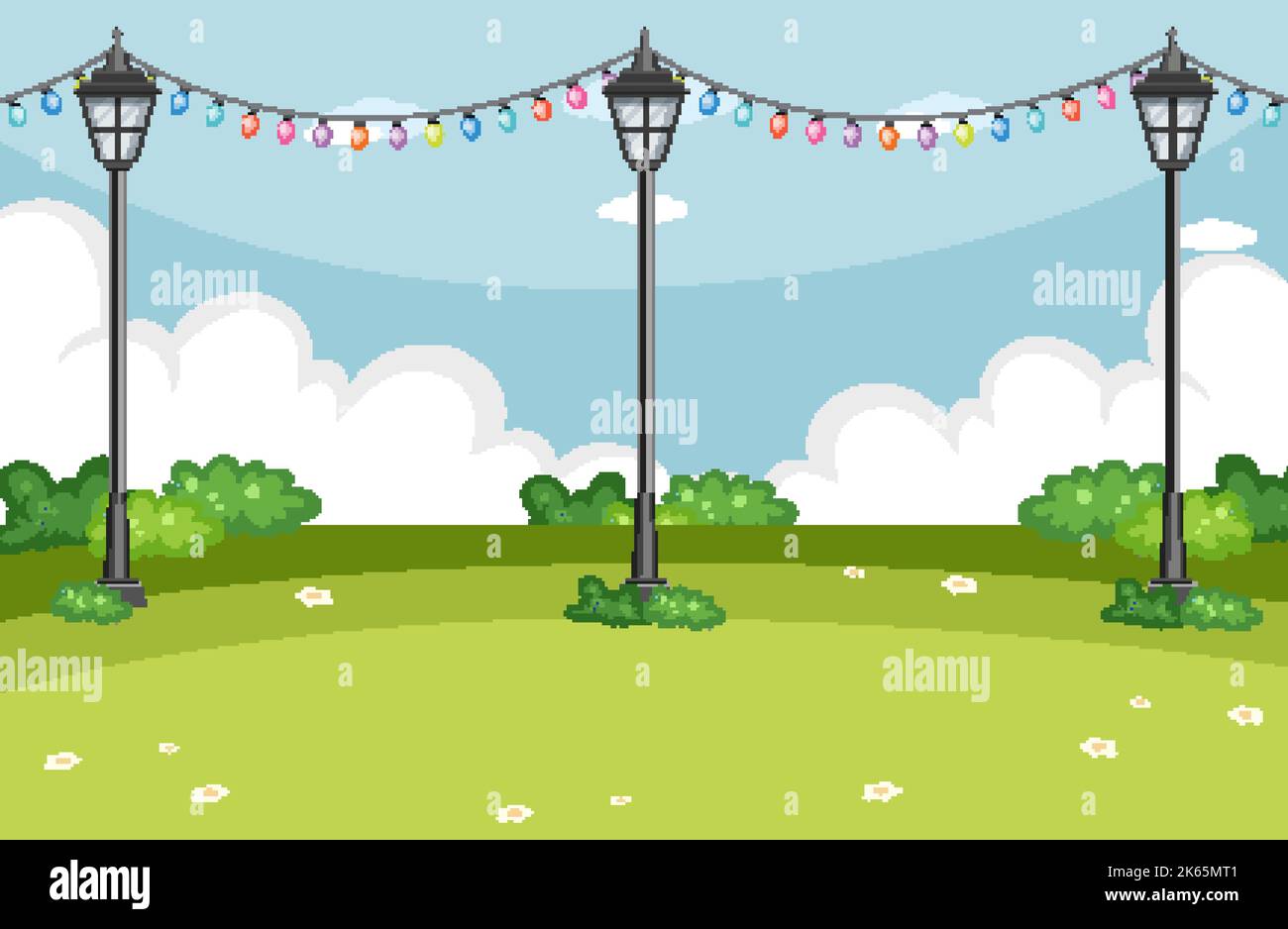 Outdoor park scene with lamp posts illustration Stock Vector Image ...
