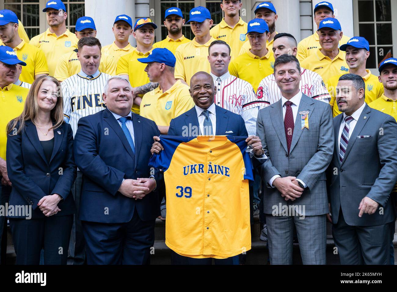 New York, USA. 12th Oct, 2022. The Ukrainian national baseball team ...
