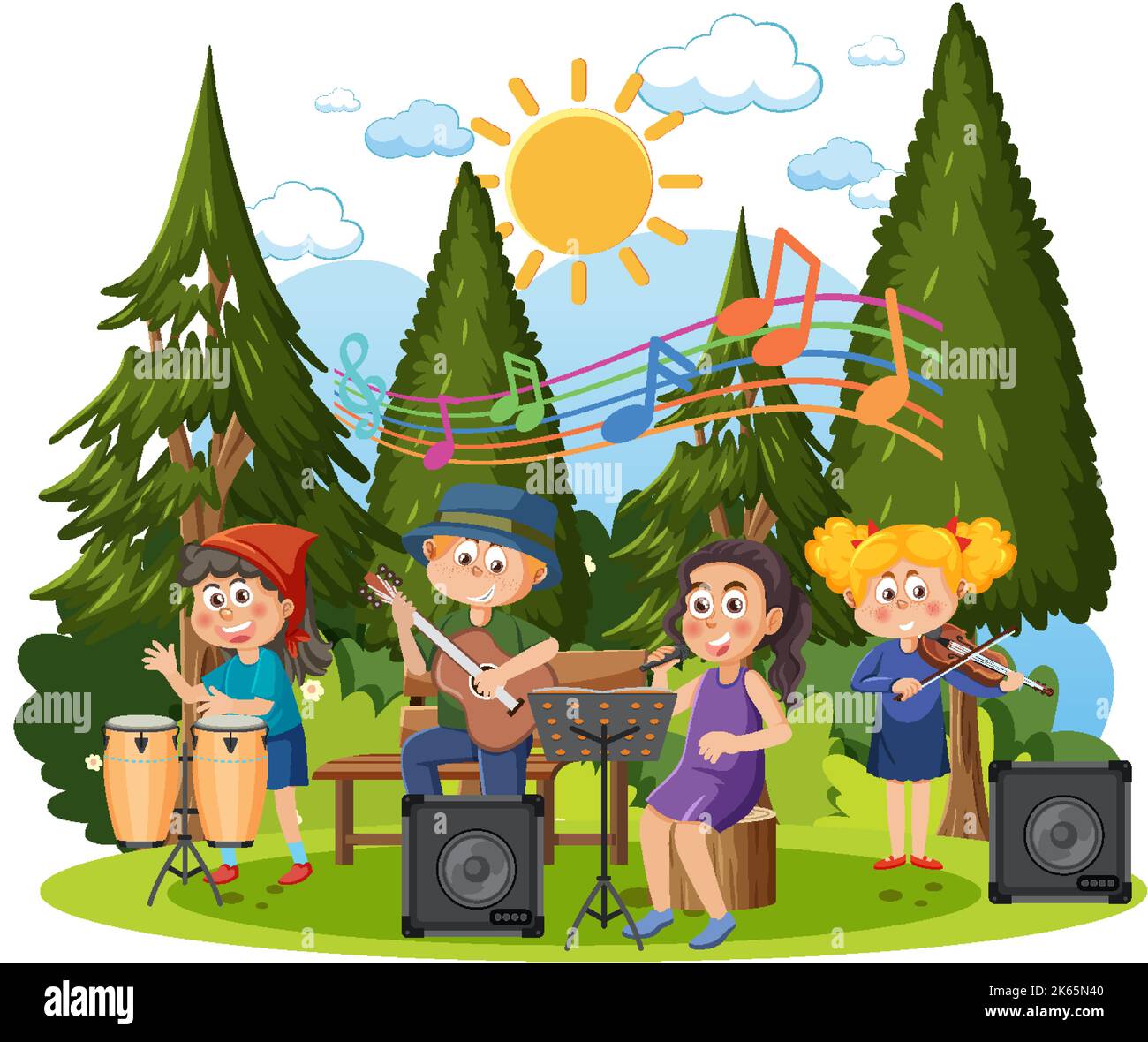 Children playing music outside Cut Out Stock Images & Pictures - Alamy