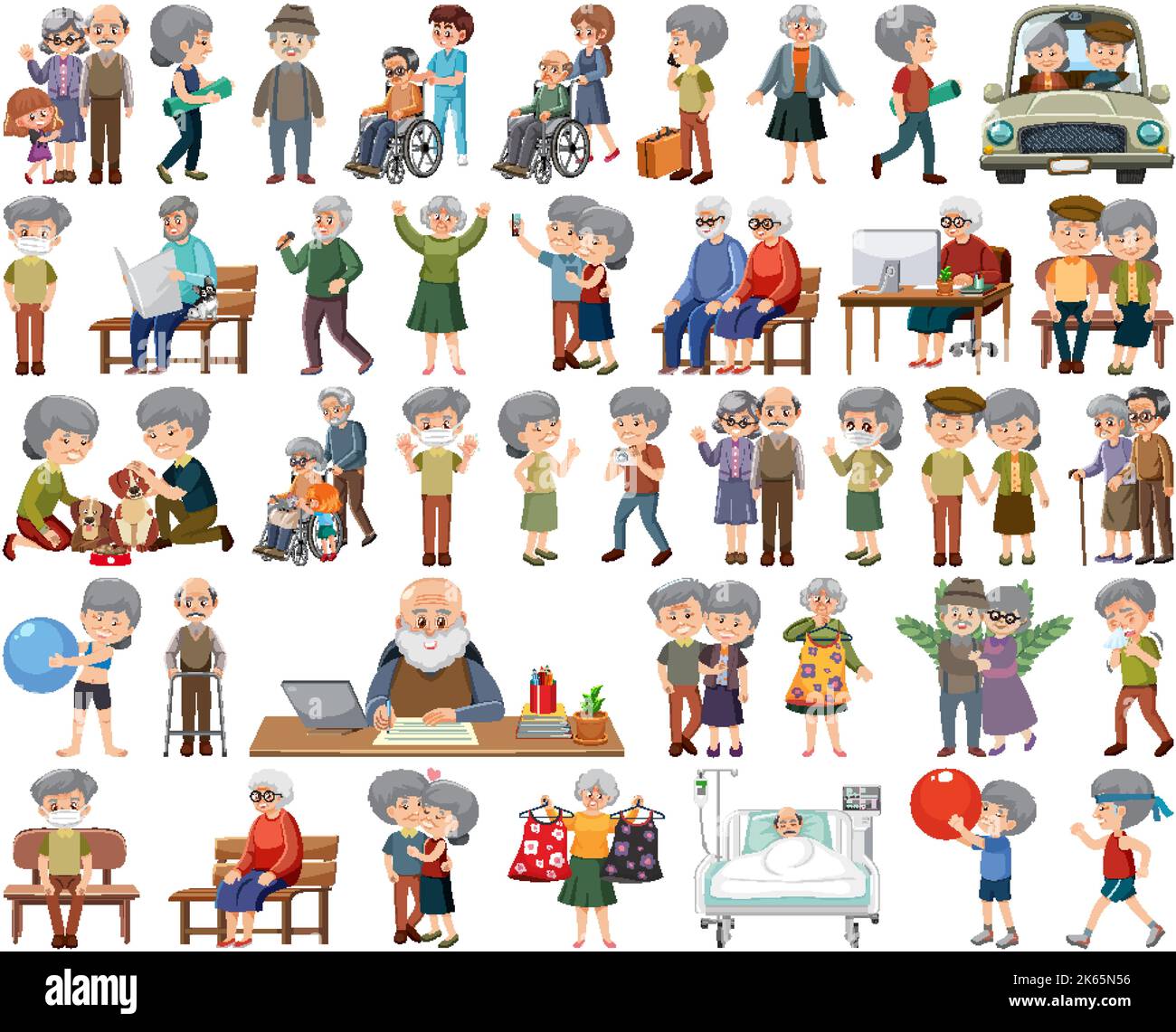 Collection of elderly people icons illustration Stock Vector Image ...