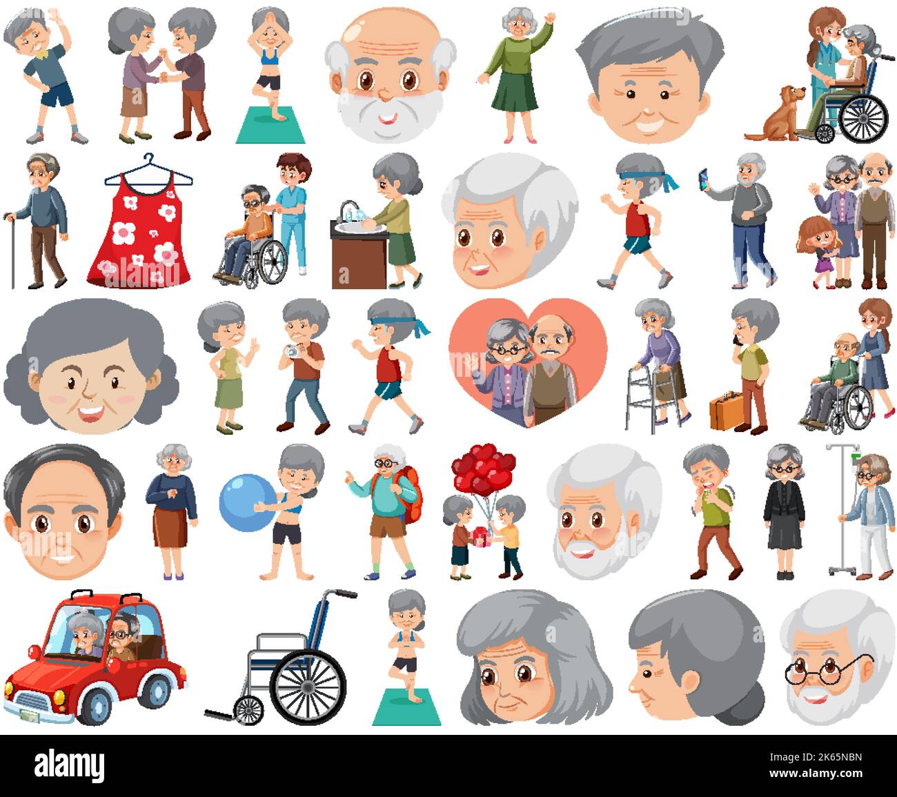 Collection of elderly people icons illustration Stock Vector Image ...