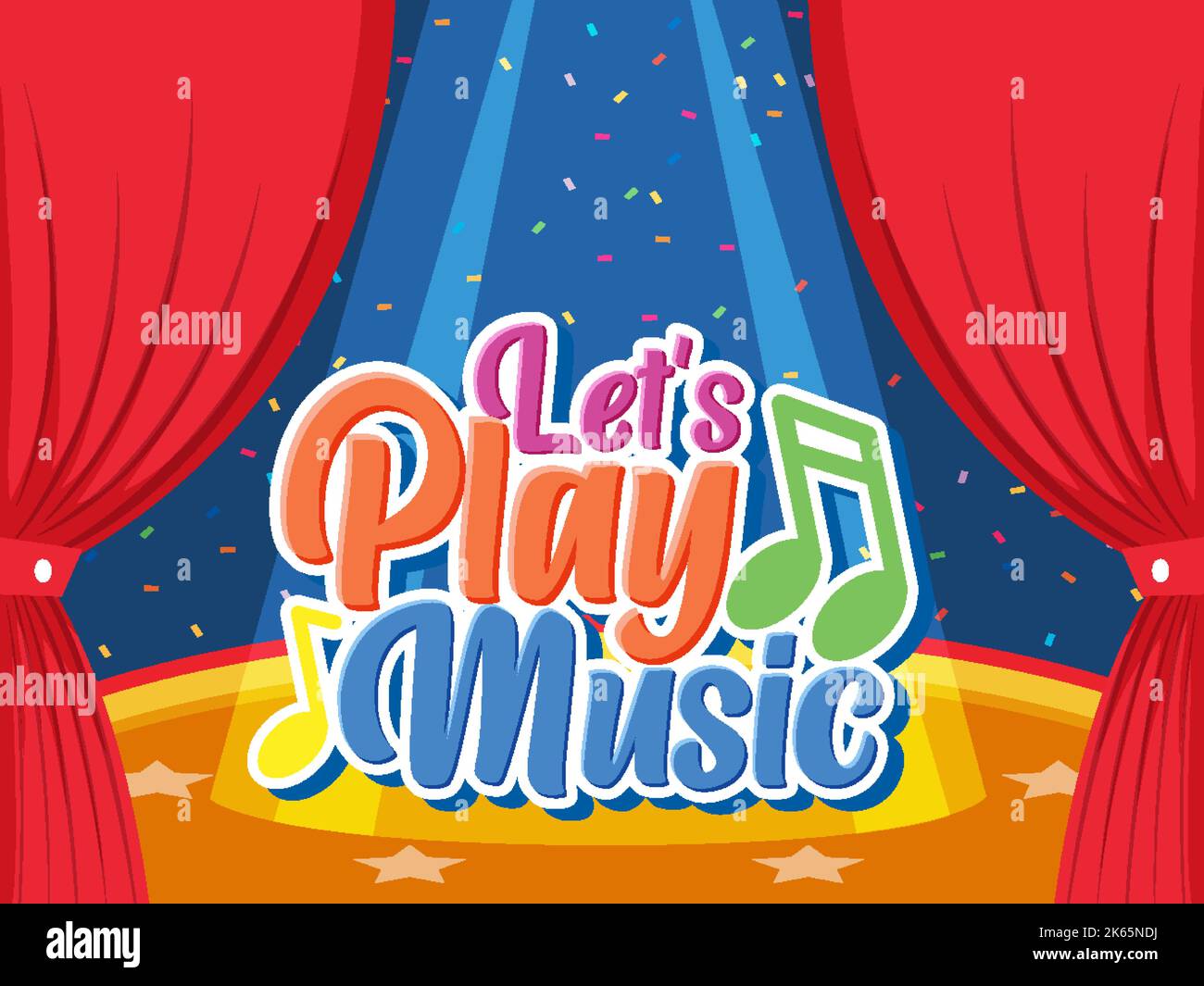 Lets play the music text with background template illustration Stock ...