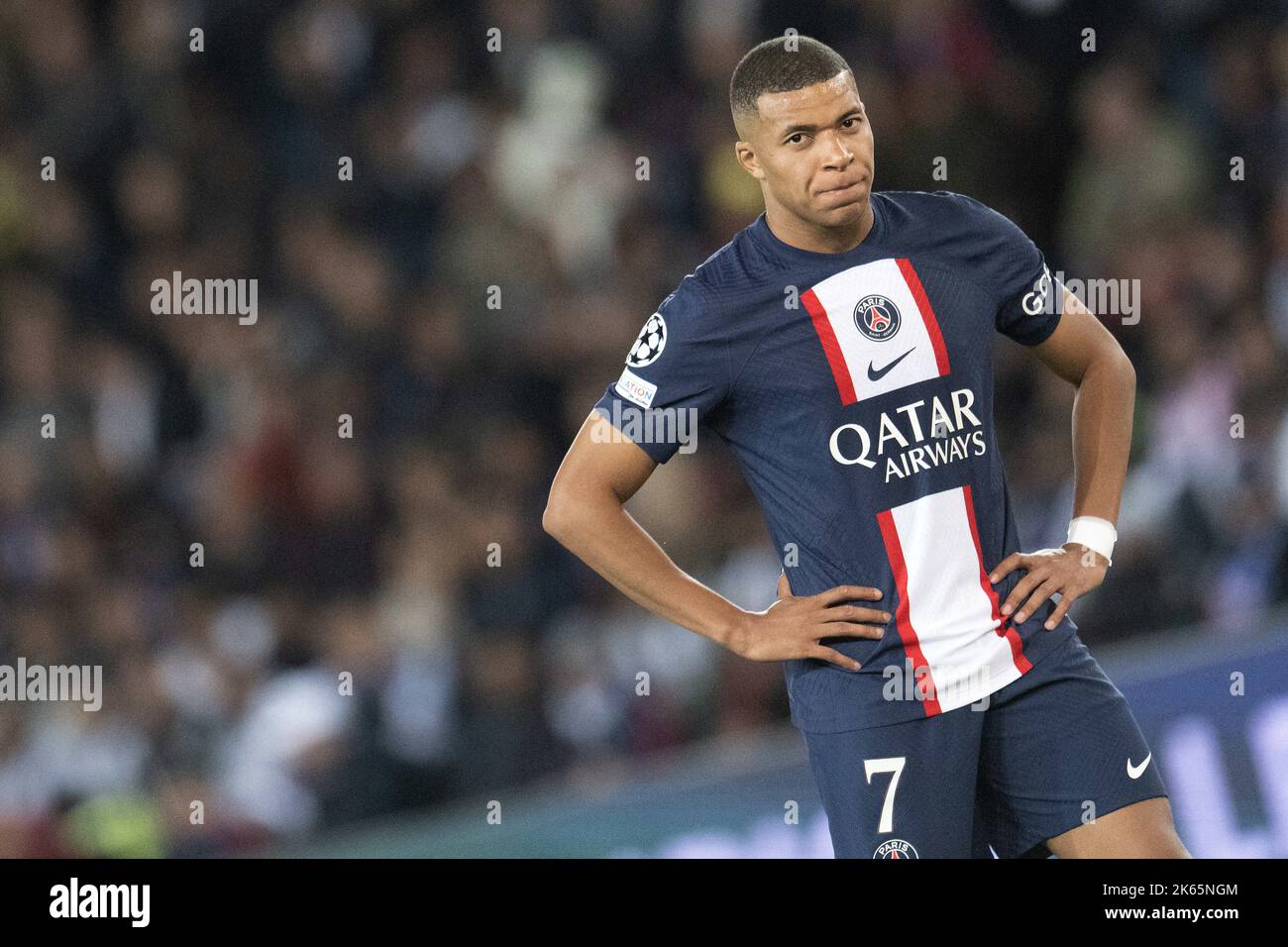 Kilian Mbappe of Paris Saint-Germain in action during the Champions ...
