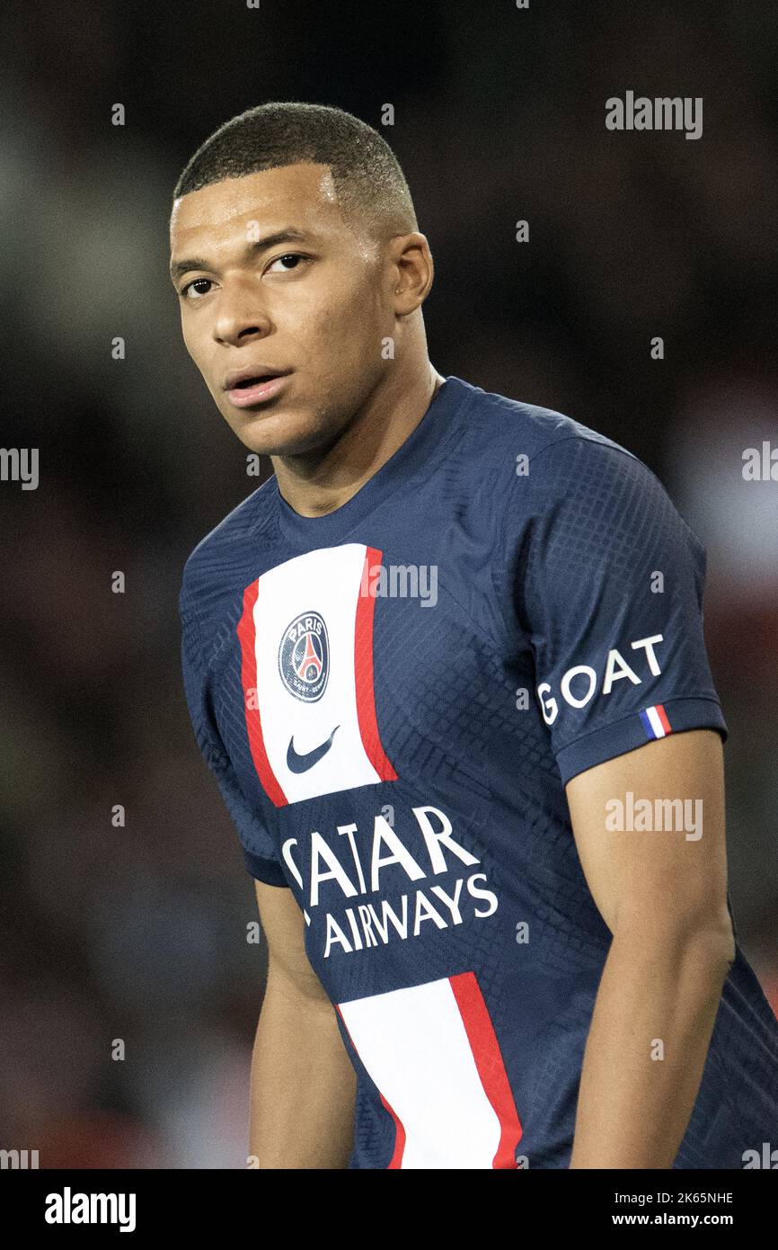 Kilian Mbappe of Paris Saint-Germain in action during the Champions League match between Paris ...