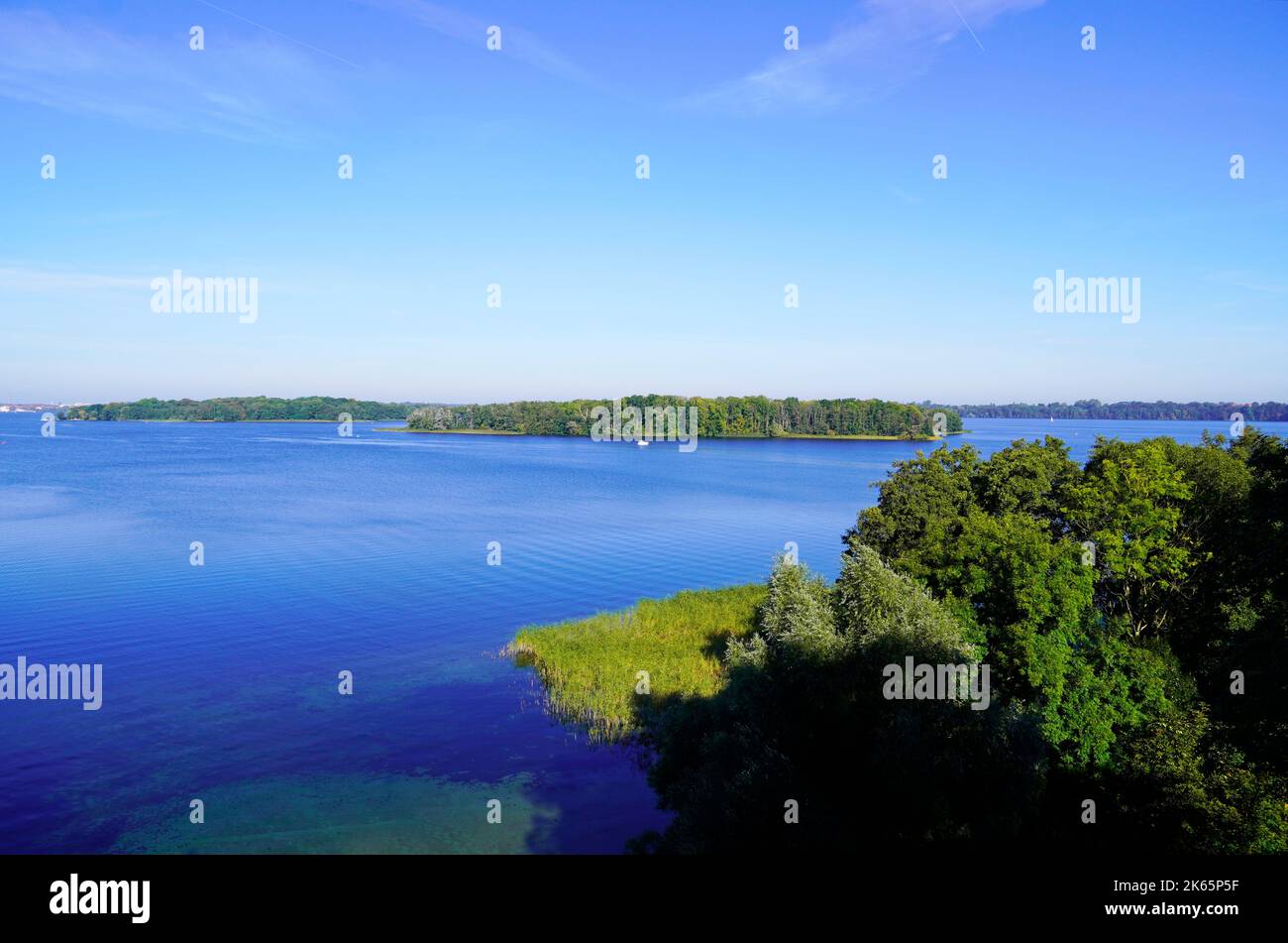 View from the Reppiner Castle in Schwerin on Lake Schwerin and the ...
