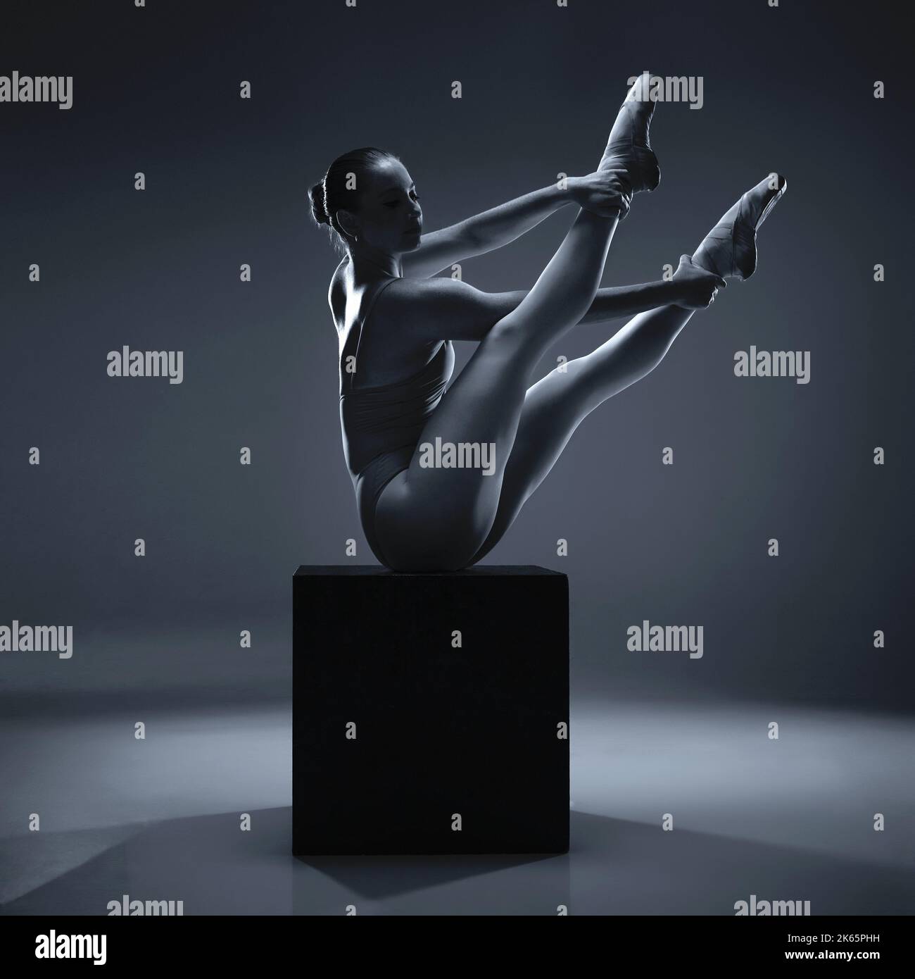 Ballet, dance or woman shadow in art silhouette in creative ballerina ...