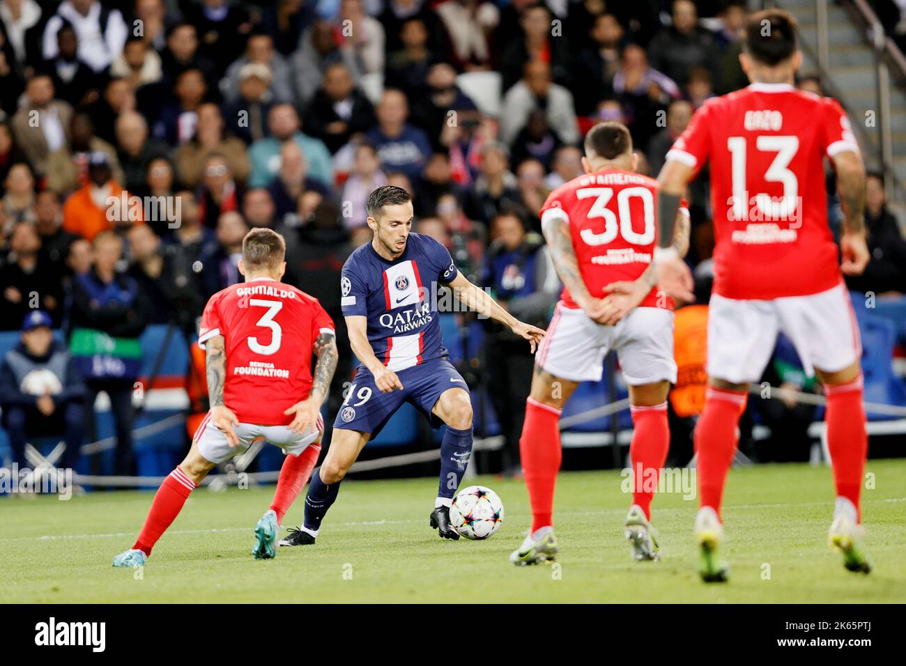 Pablo Sarabia of PSG, Alex Grimaldo of Benfica during the UEFA Champions League, Group H ...