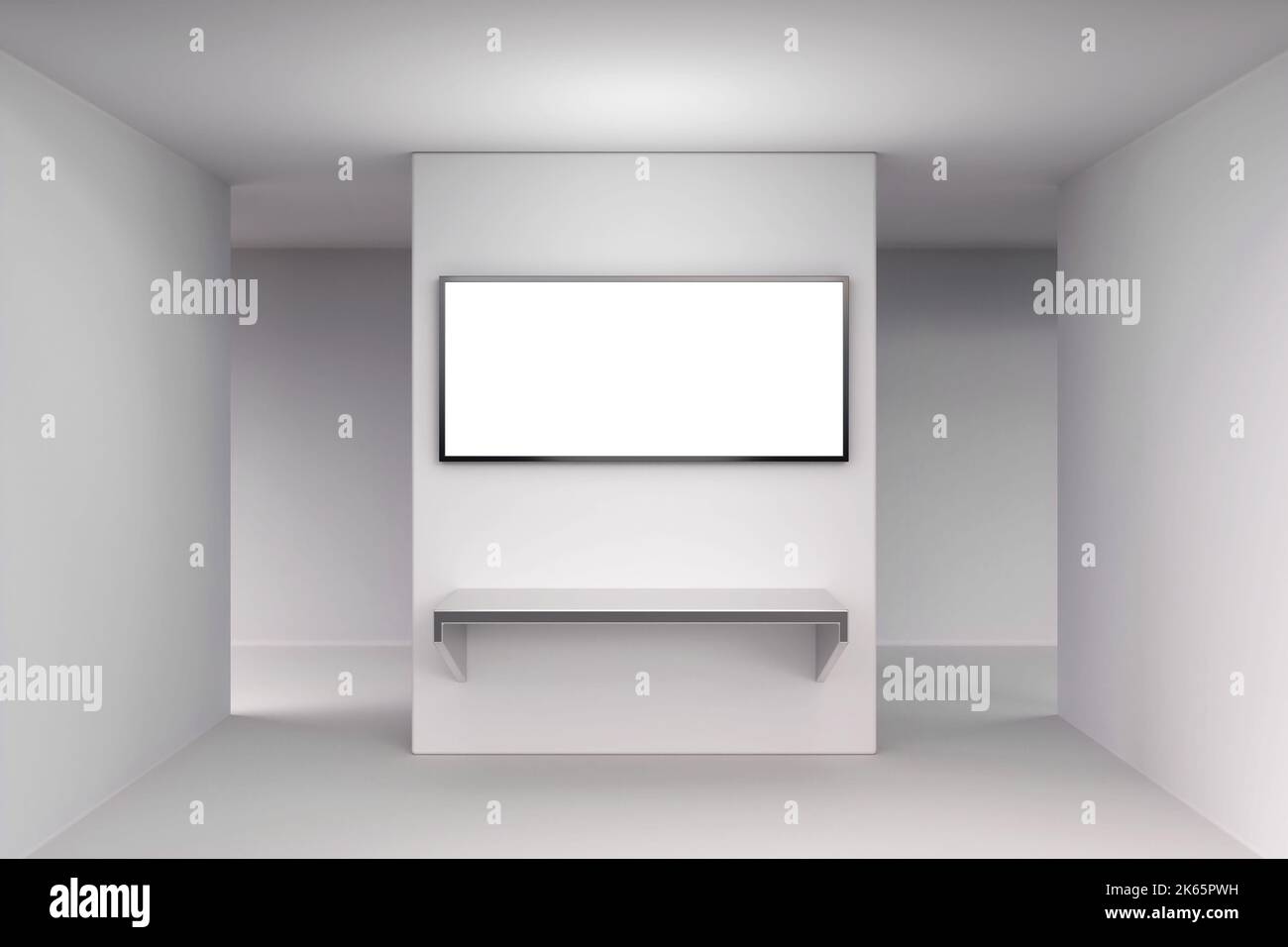 Front view of modern gallery and empty poster on concrete wall ...