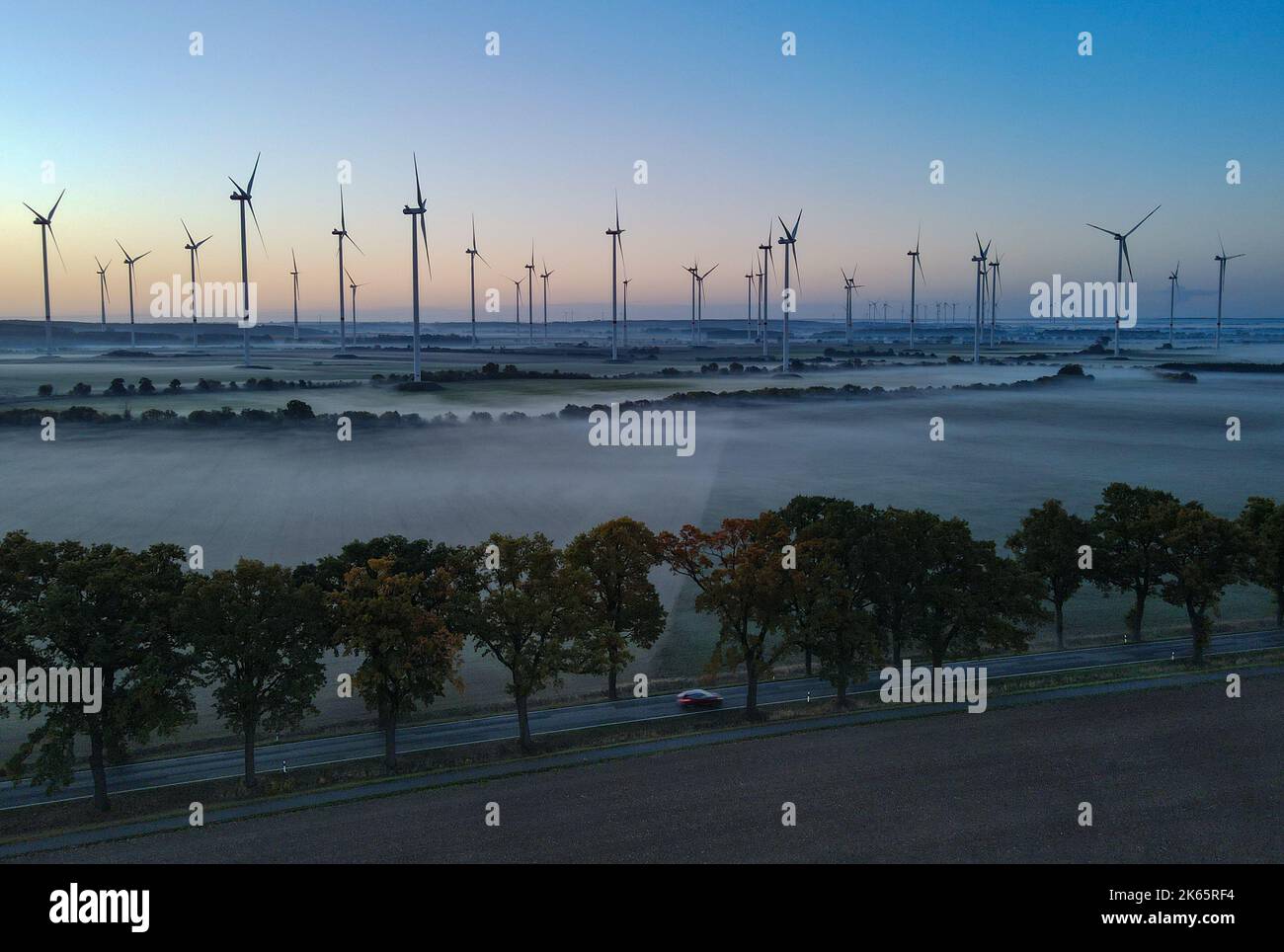 Wind turbines in a wind farm in brandenburg hi-res stock photography ...