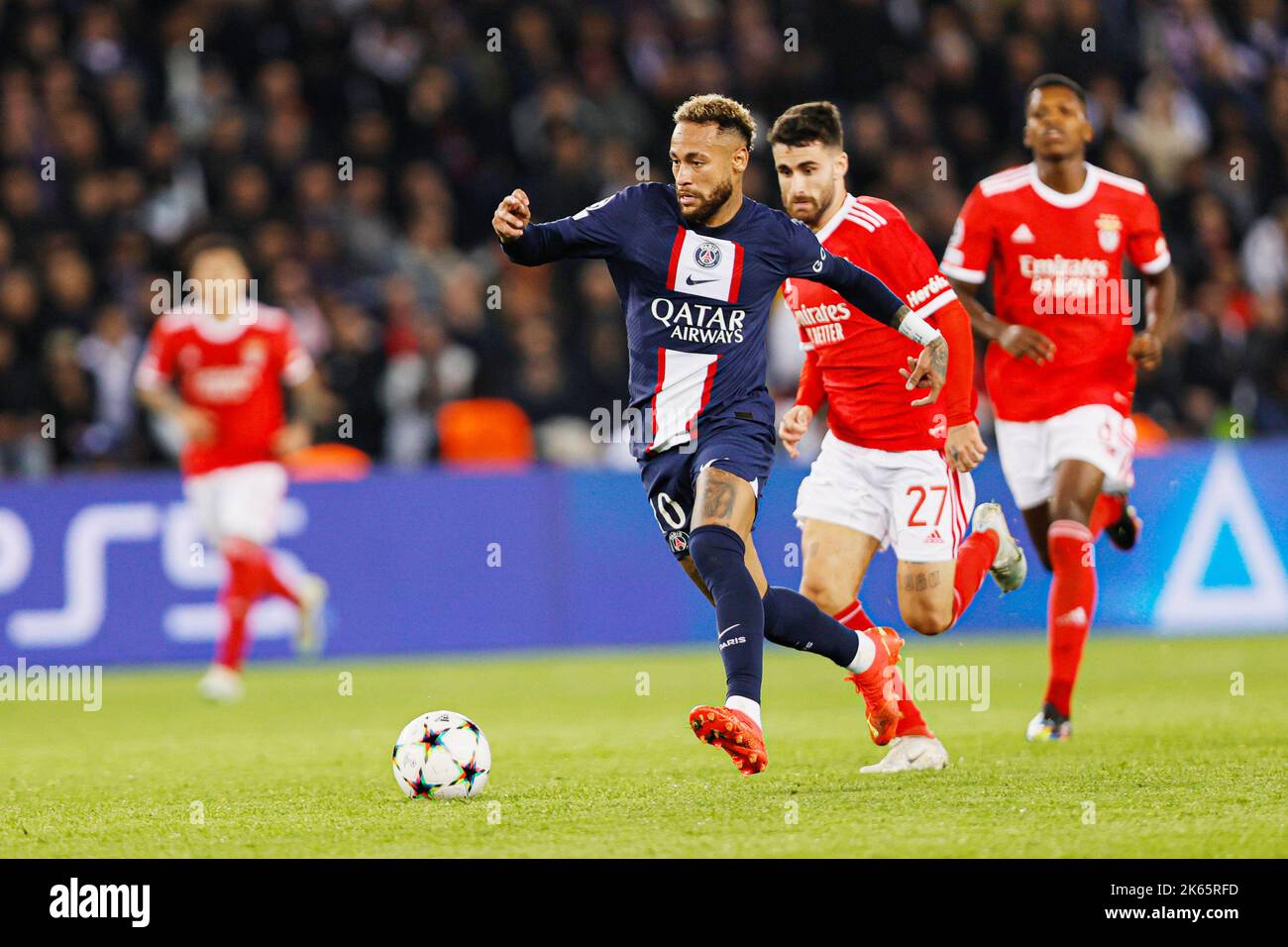 Neymar jr of PSG, Rafa Silva of Benfica during the UEFA Champions League, Group H football match ...