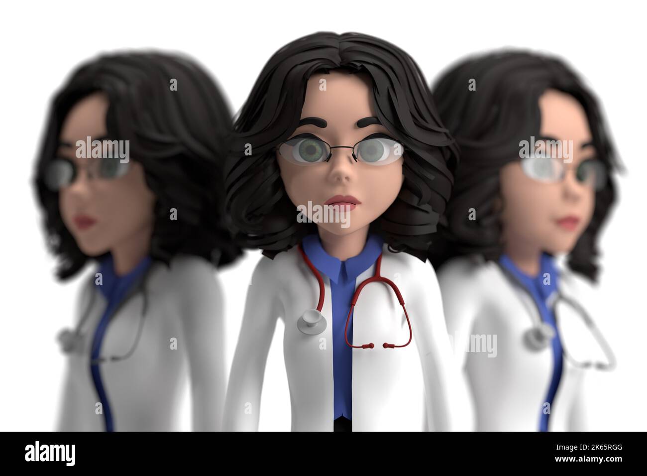3d illustration. Three female doctors on a white background Stock Photo ...