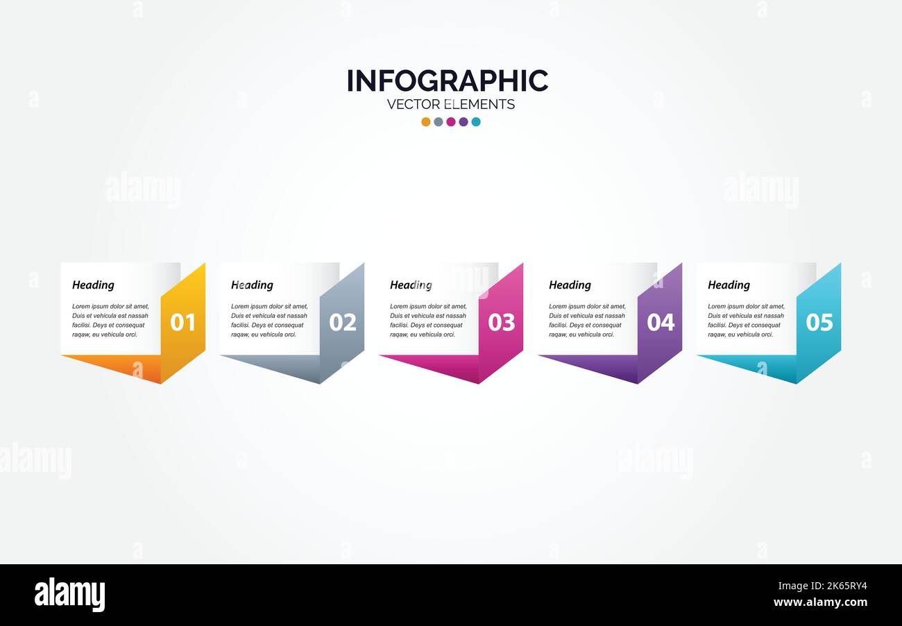 Horizontal Infographic arrow design with 5 options or steps. Vector ...