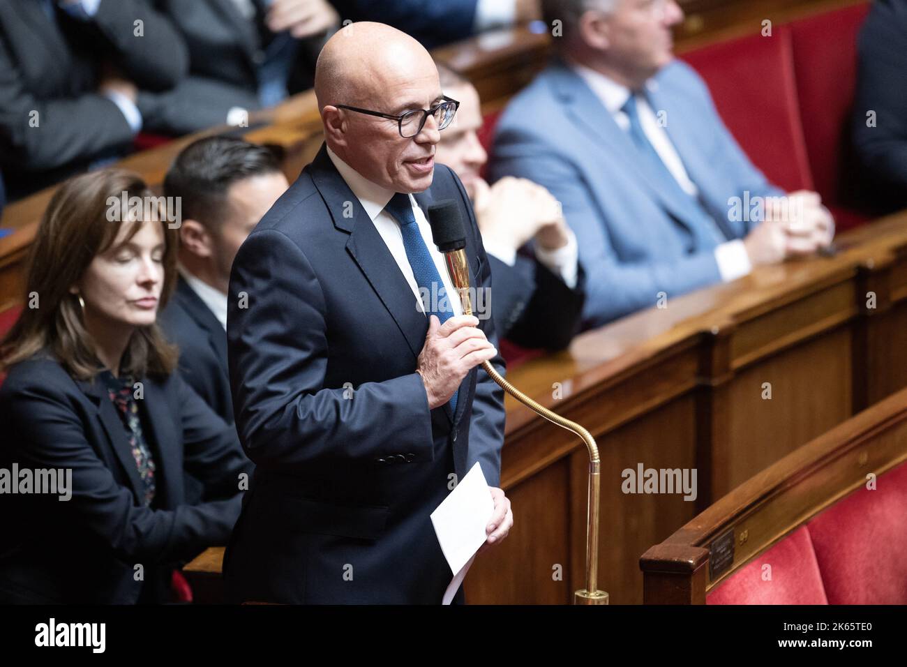 Paris, France. 12th Oct, 2022. Deputy, Eric Ciotti attends a session of ...