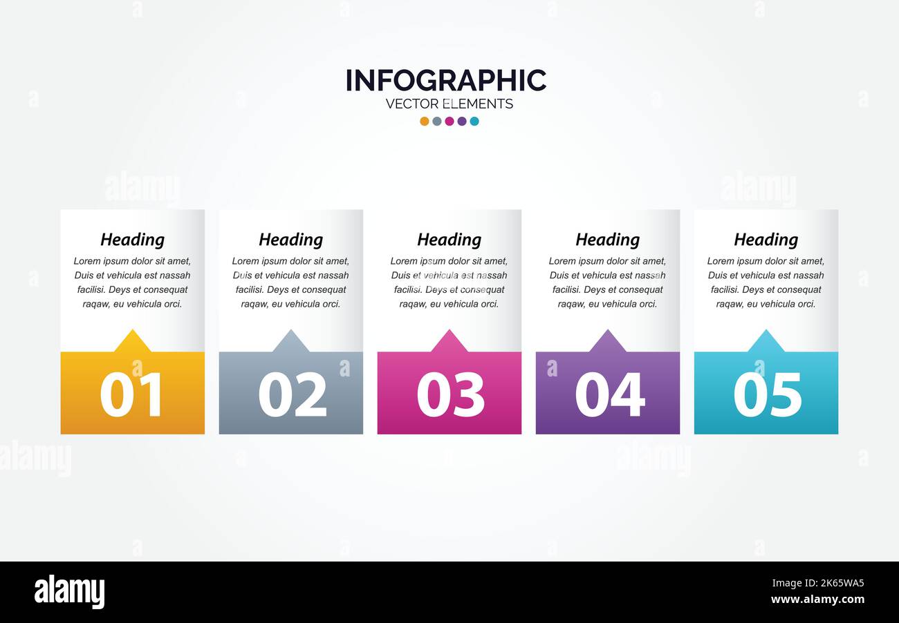 Horizontal Infographic design template with 5 options or steps. Vector ...