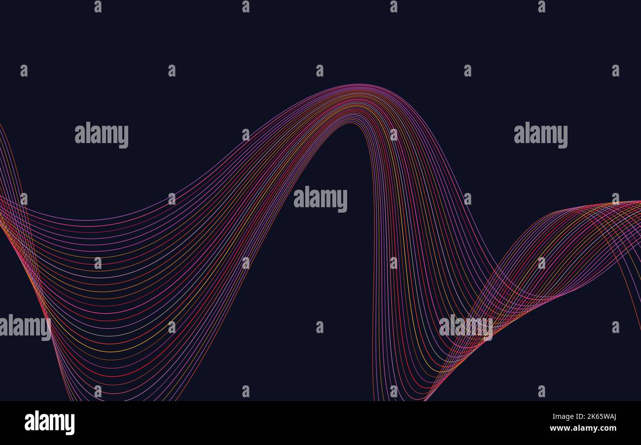 Colorful shiny wave with lines. Curved wavy line. smooth stripe. Design ...