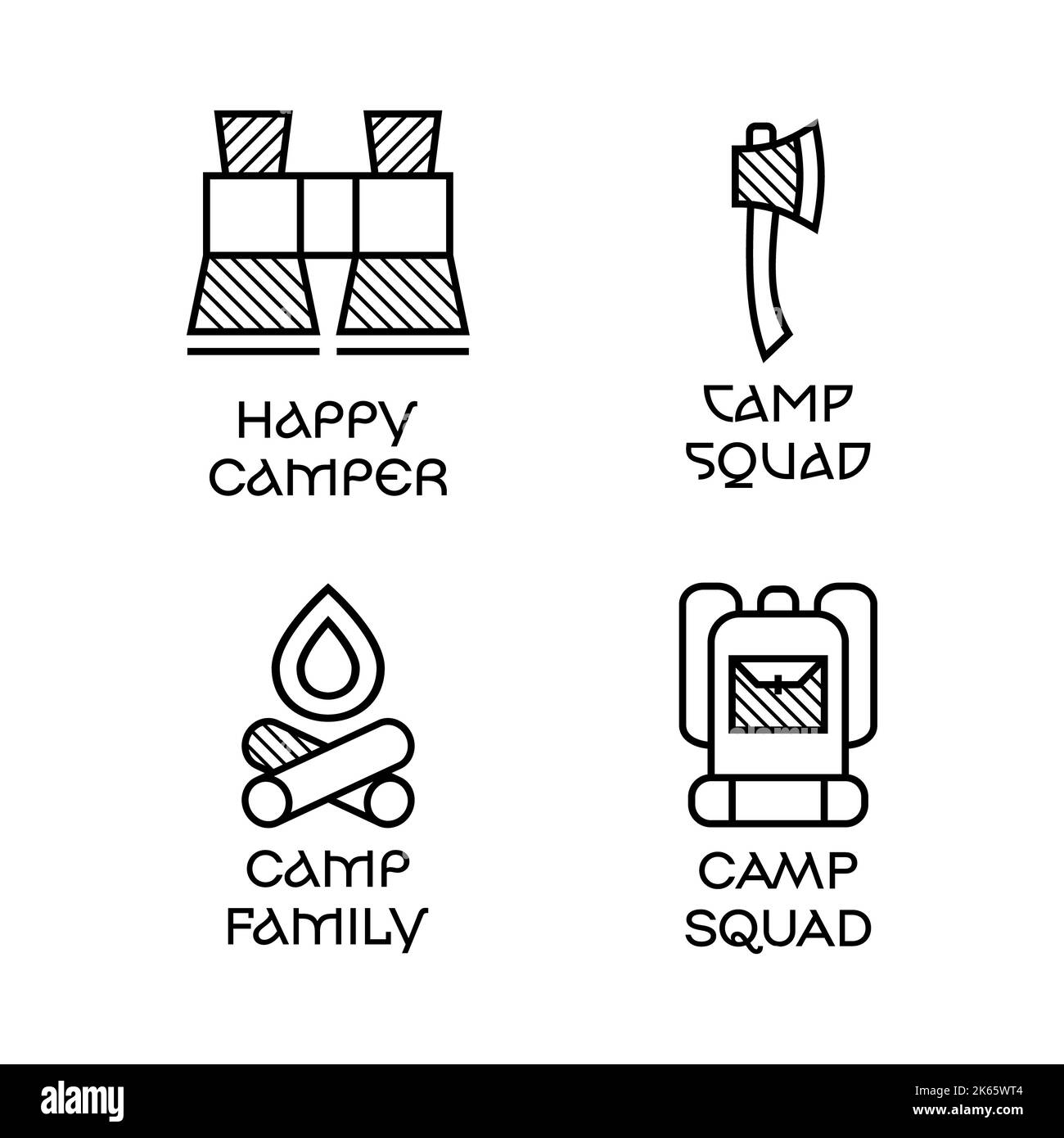 Camping Logo Icon Design in minimalist Line Art Style with Quote Camp ...