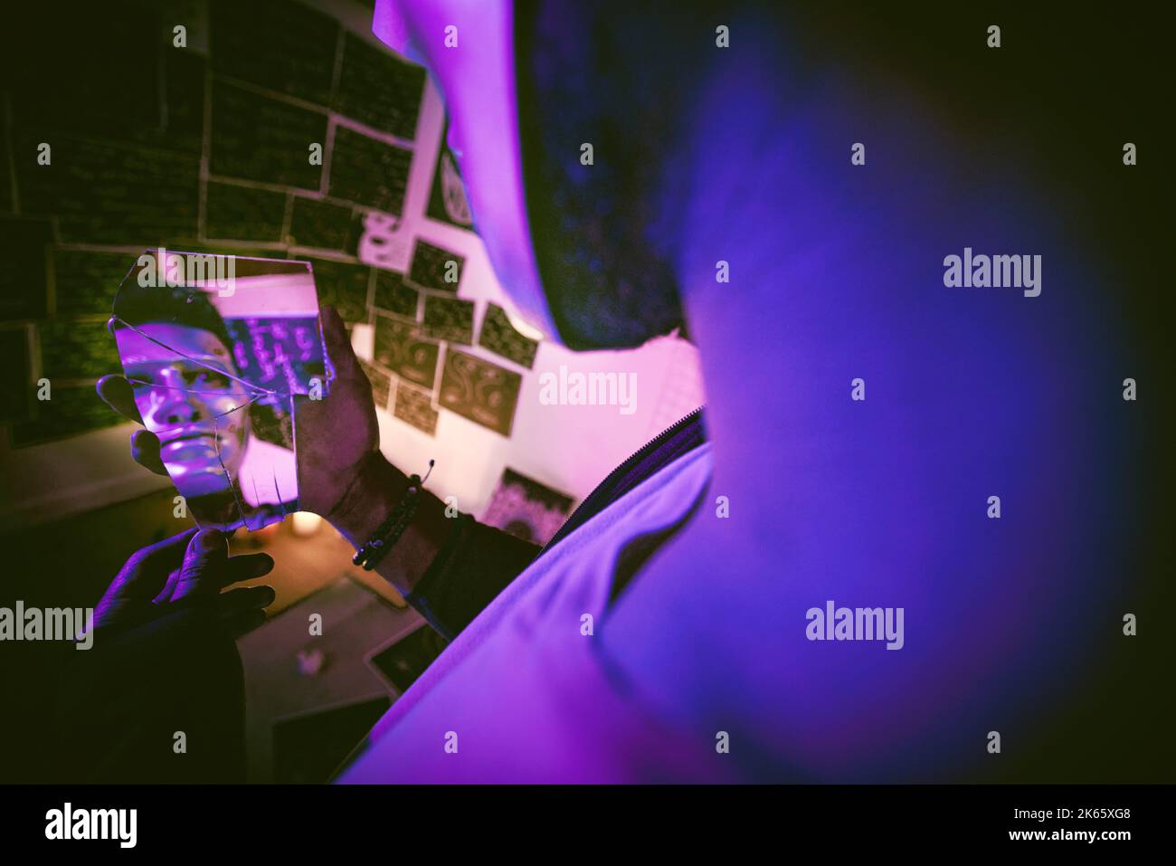 Unknown masked man with mental disorder alone at night feeling paranoid ...