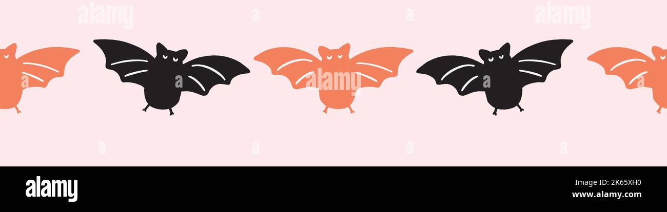 Halloween bat background pattern border. Vector illustration Stock ...