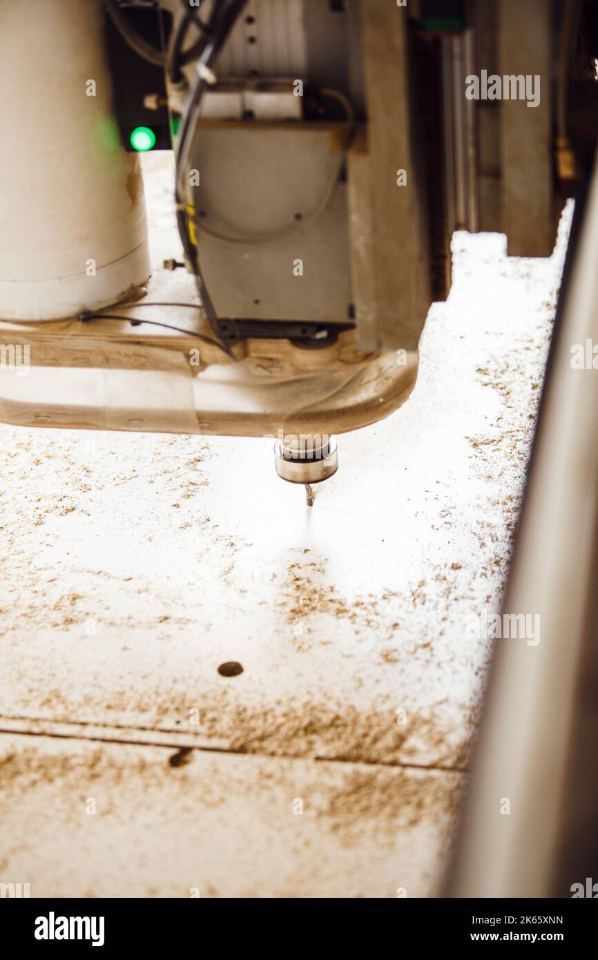 Machine working cnc, woodworking tool, computer numerical control Stock Photo - Alamy