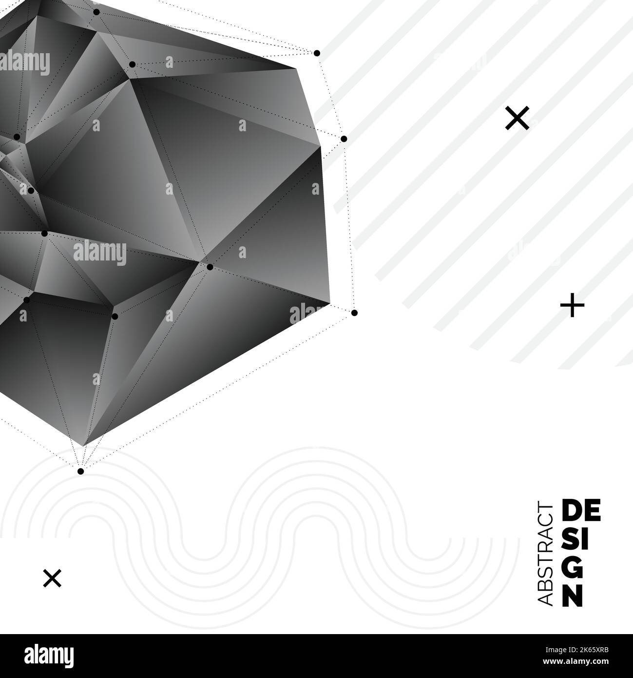 Black Paper Origami Polygonal Shape vector background. Abstract ...