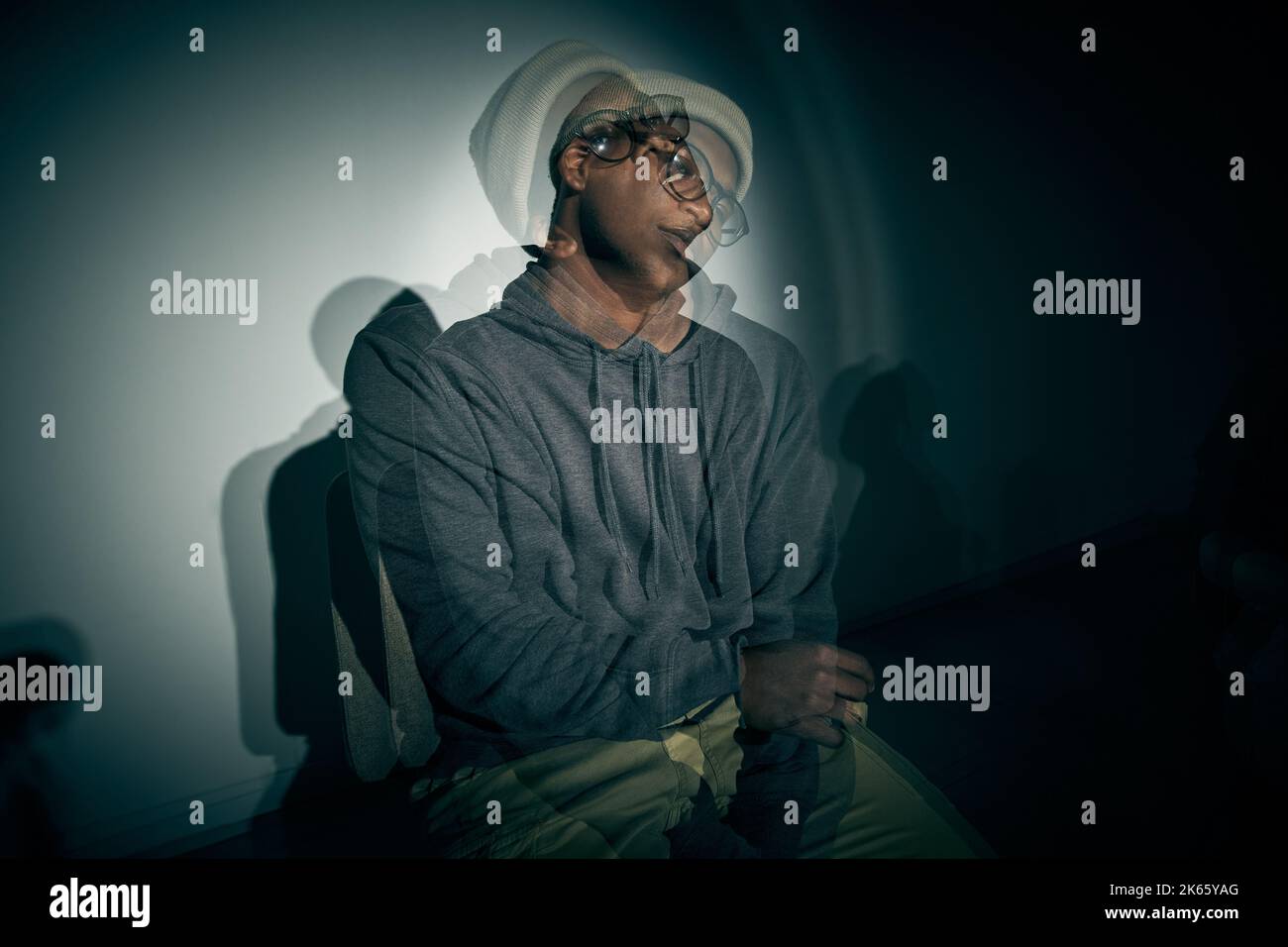 One African American male suffering mental illness in asylum. Black ...