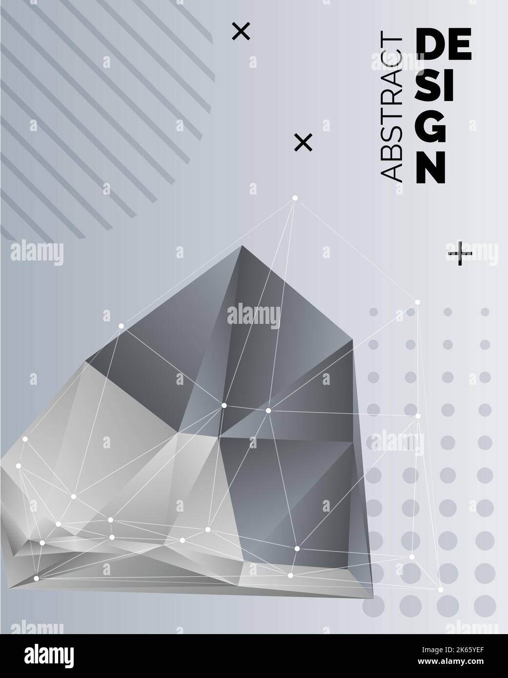 Vector set of faceted 3d crystal colorful shapes. banners. Faceted 3d ...