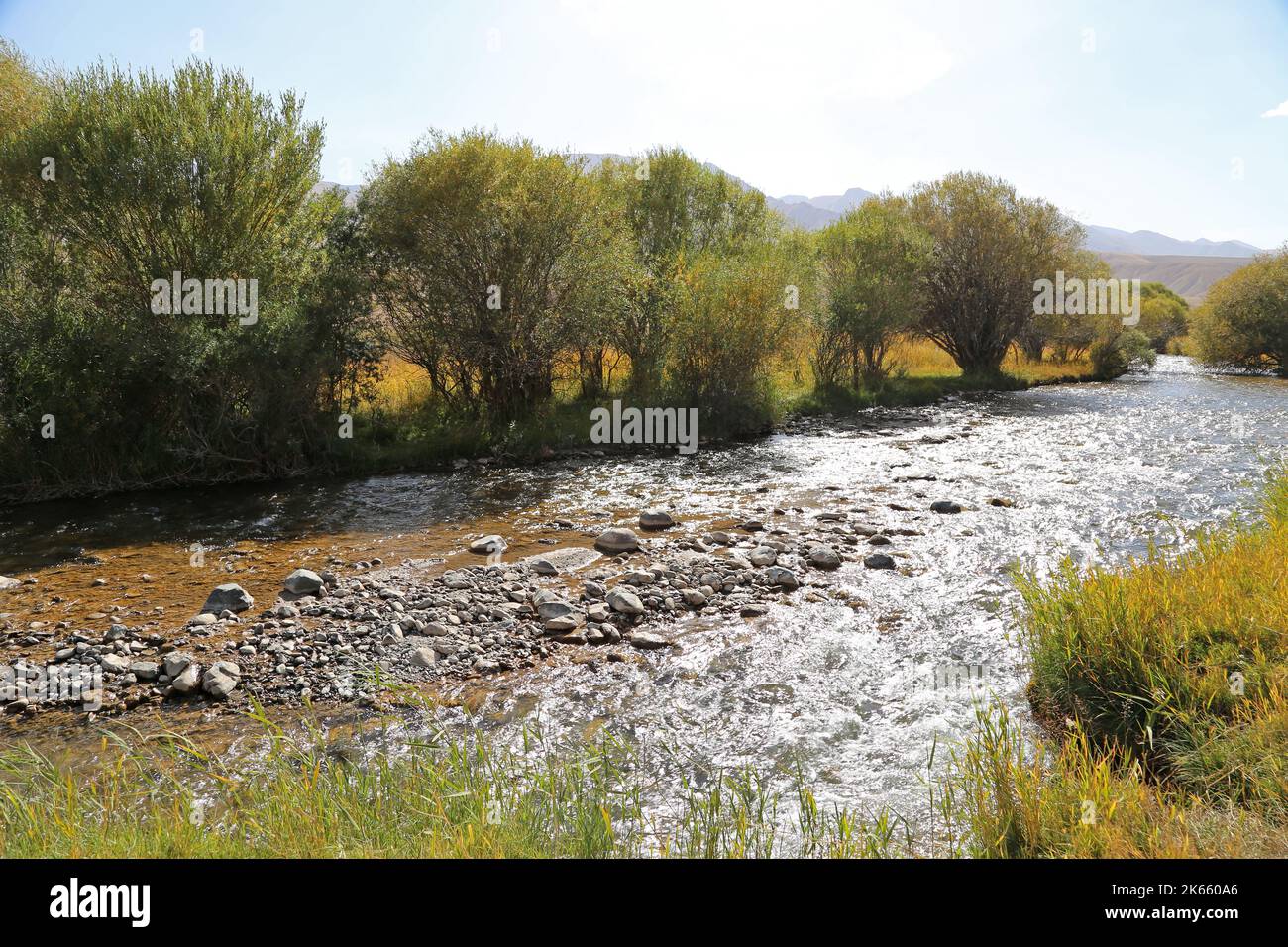 Kalmak Ashuu river, Song Kul, Tien Shan mountains, Naryn Region ...