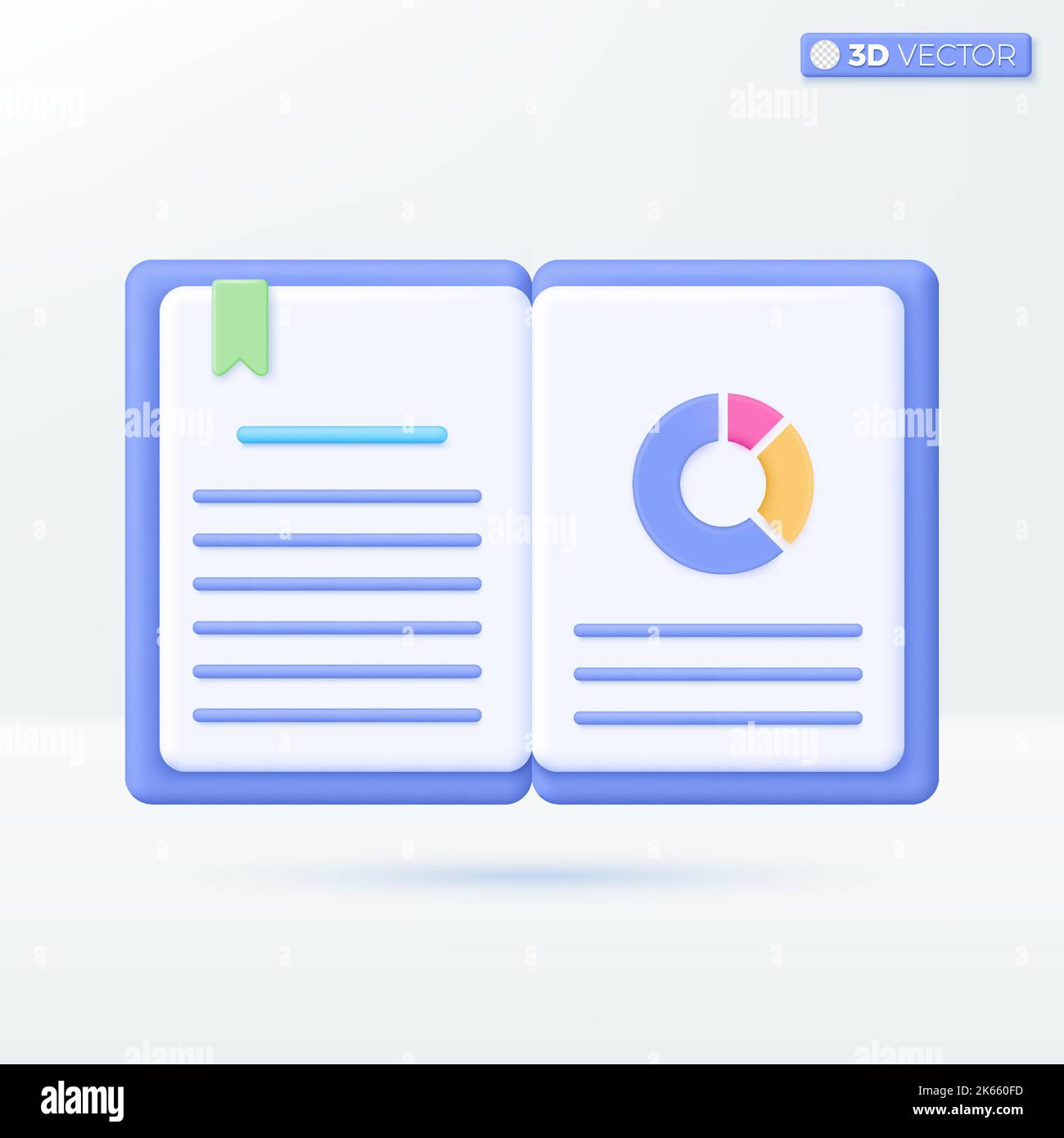 Diary and Circle diagram icon symbols. bookmark, e-book, magazine ...