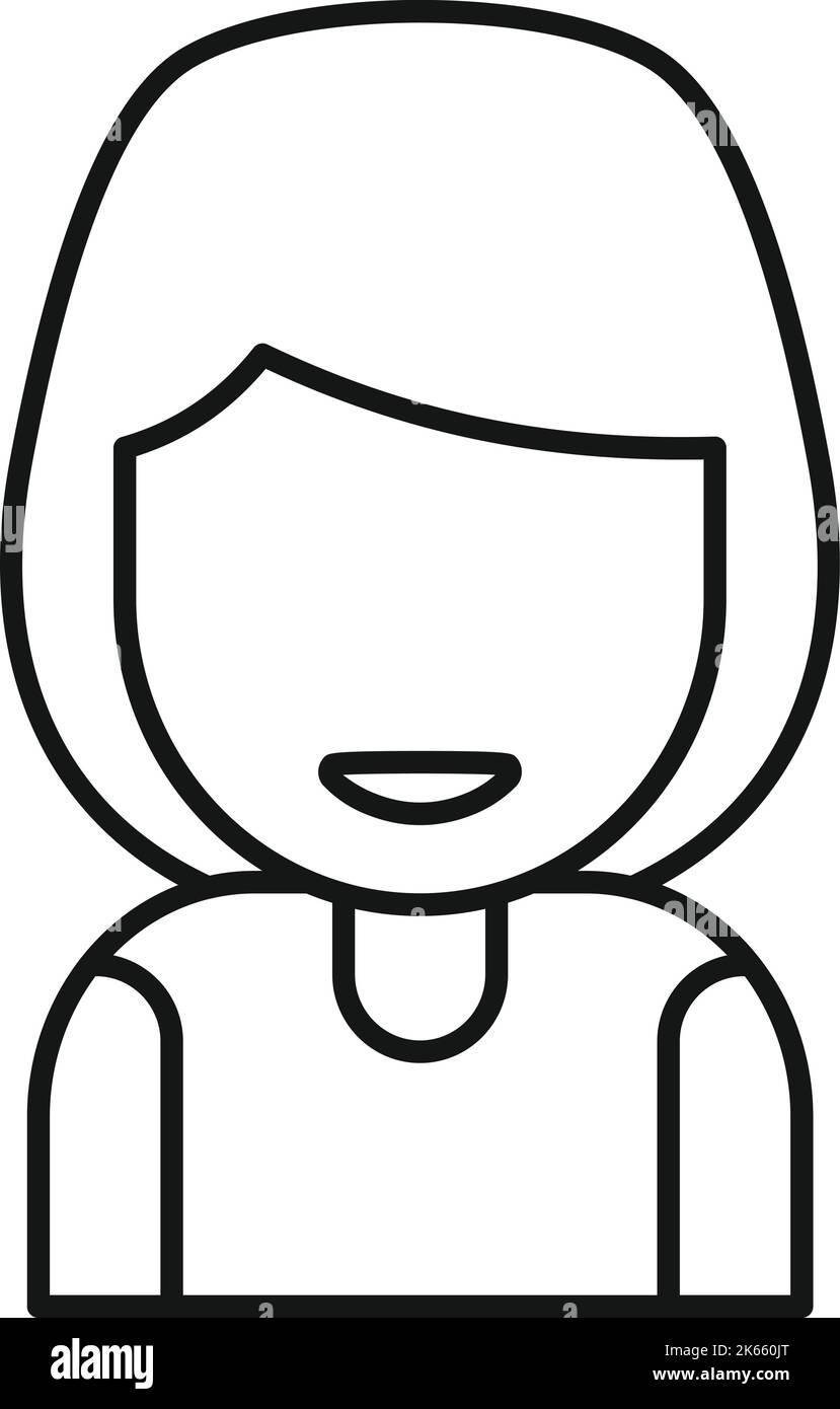 Smiling student icon outline vector. Happy person. Positive portrait ...