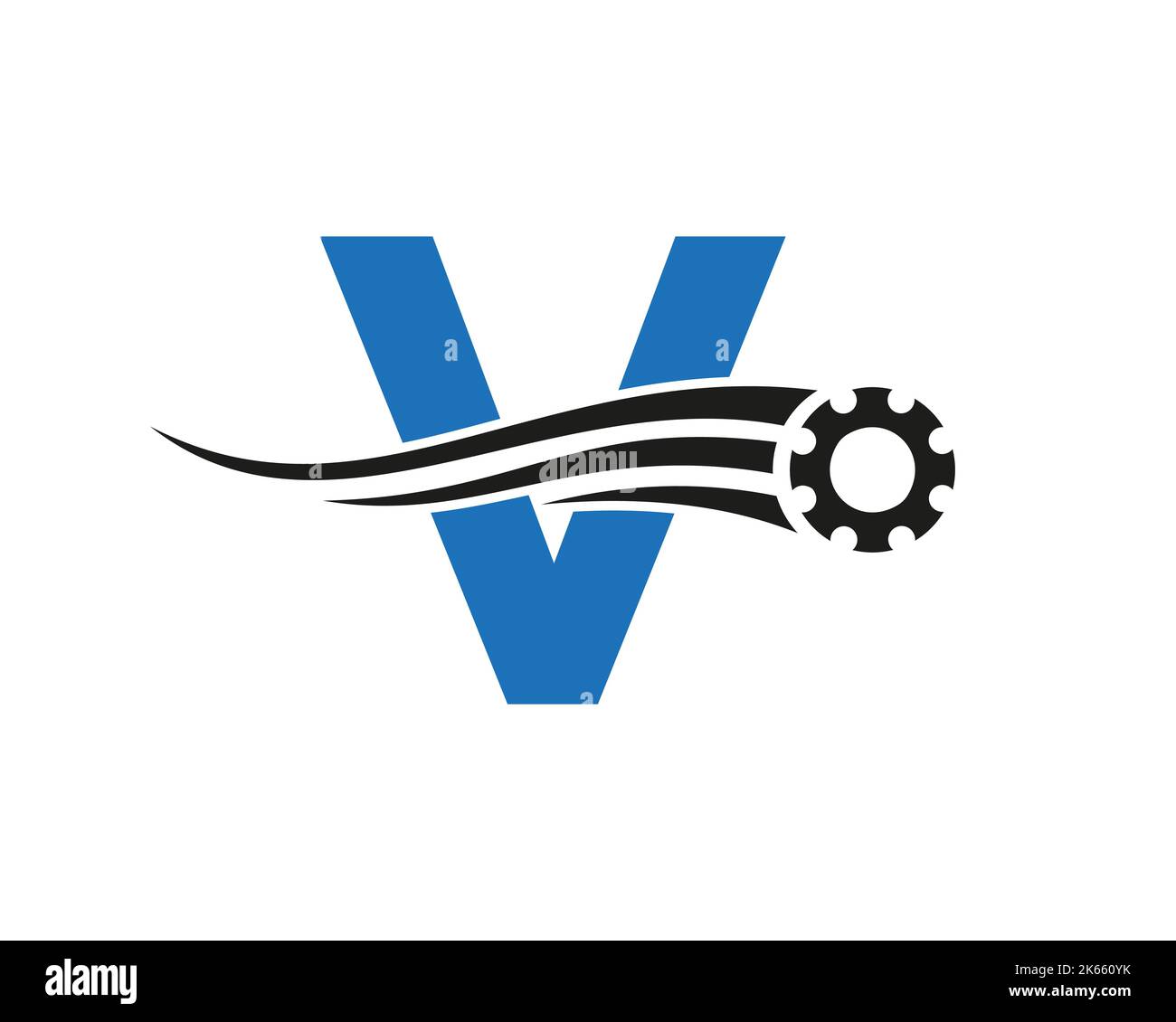 Letter V Gear Cogwheel Logo. Automotive Industrial Icon, Gear Logo, Car ...