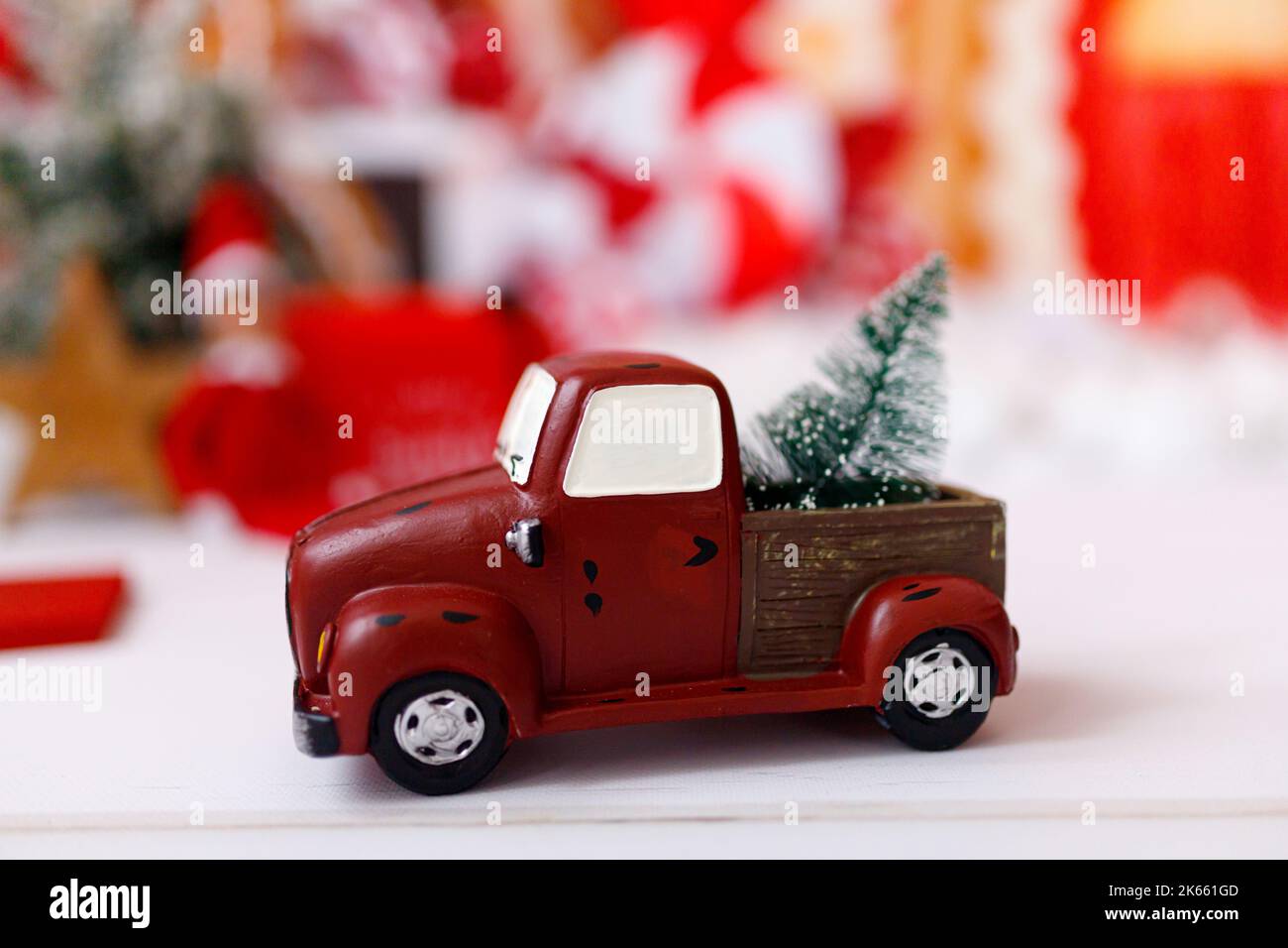 Red christmas retro pickup truck hi-res stock photography and images ...