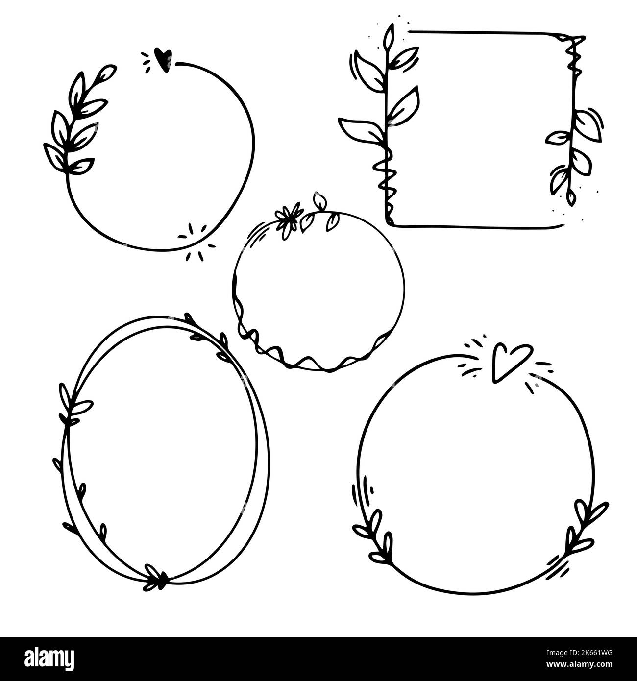 Hand drawn circle line sketch set. Vector circular scribble doodle ...