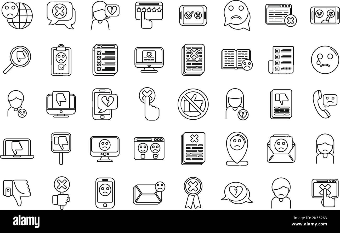 Dislike icons set outline vector. Thumb up. Angree gesture Stock Vector ...
