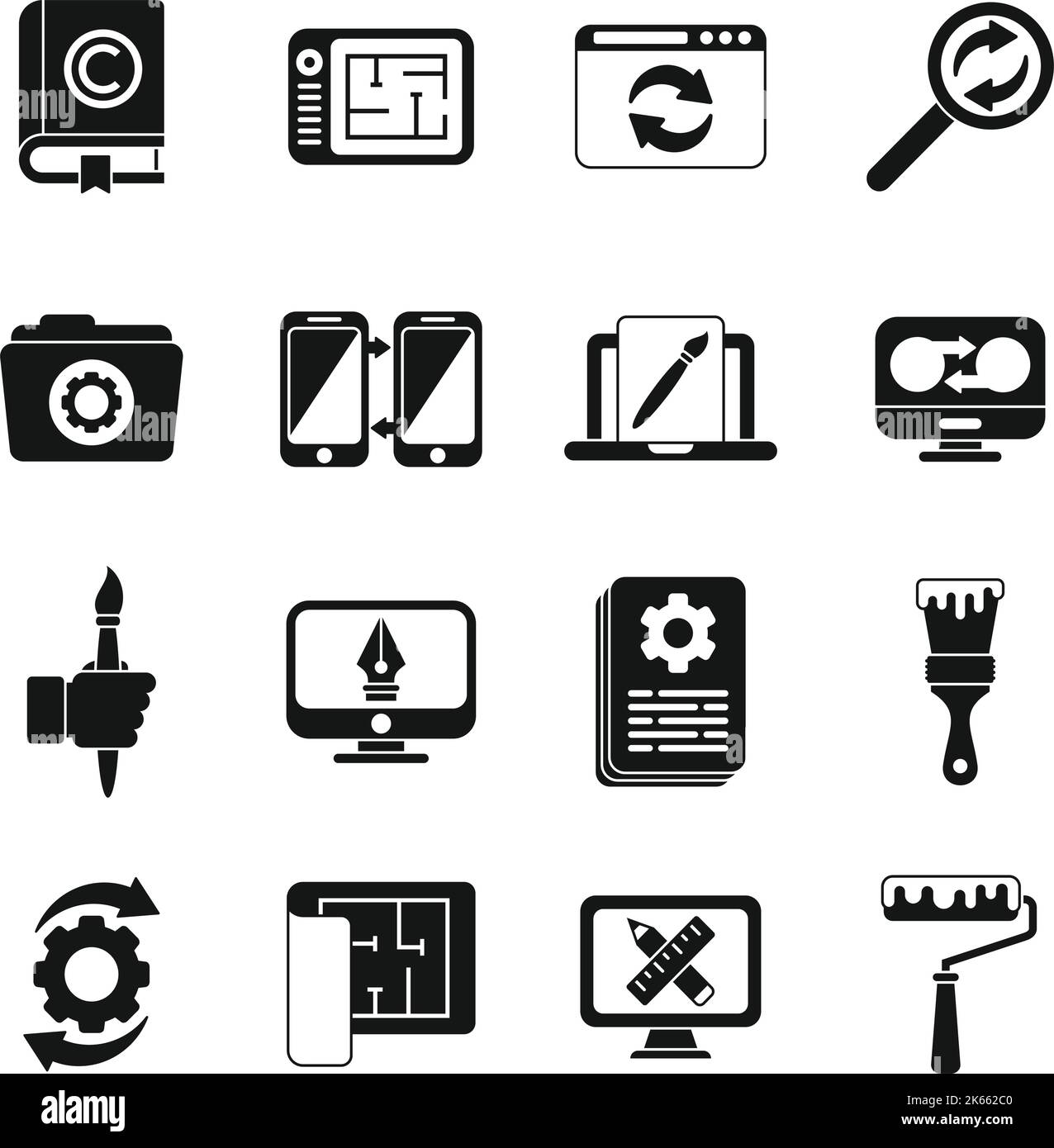 Redesign icons set simple vector. Artist brief. Creative project Stock ...