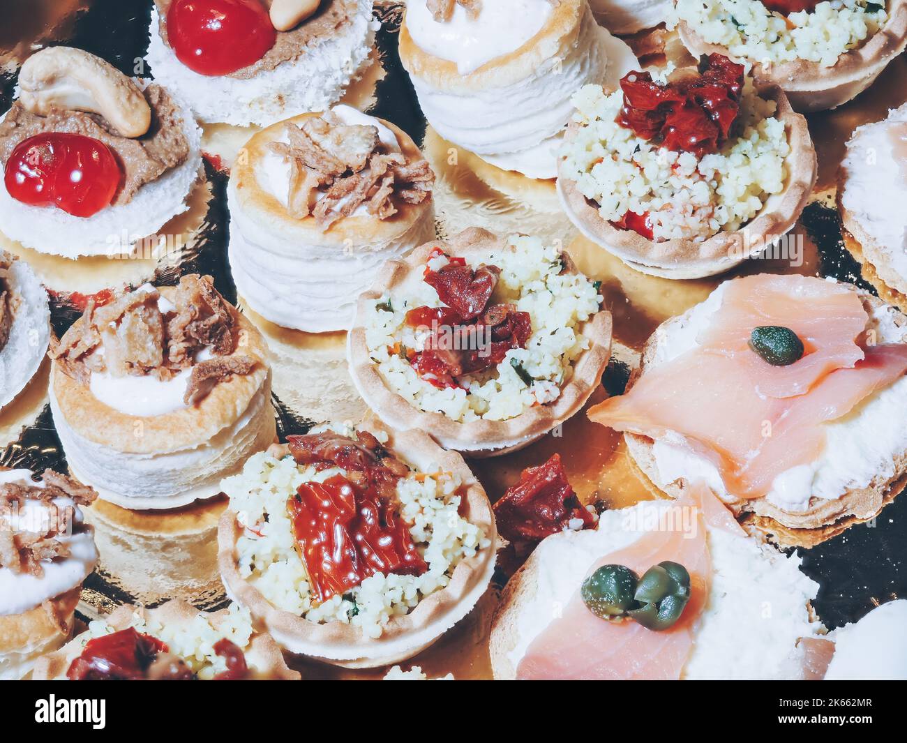 Selection of various canapes, close up Stock Photo - Alamy