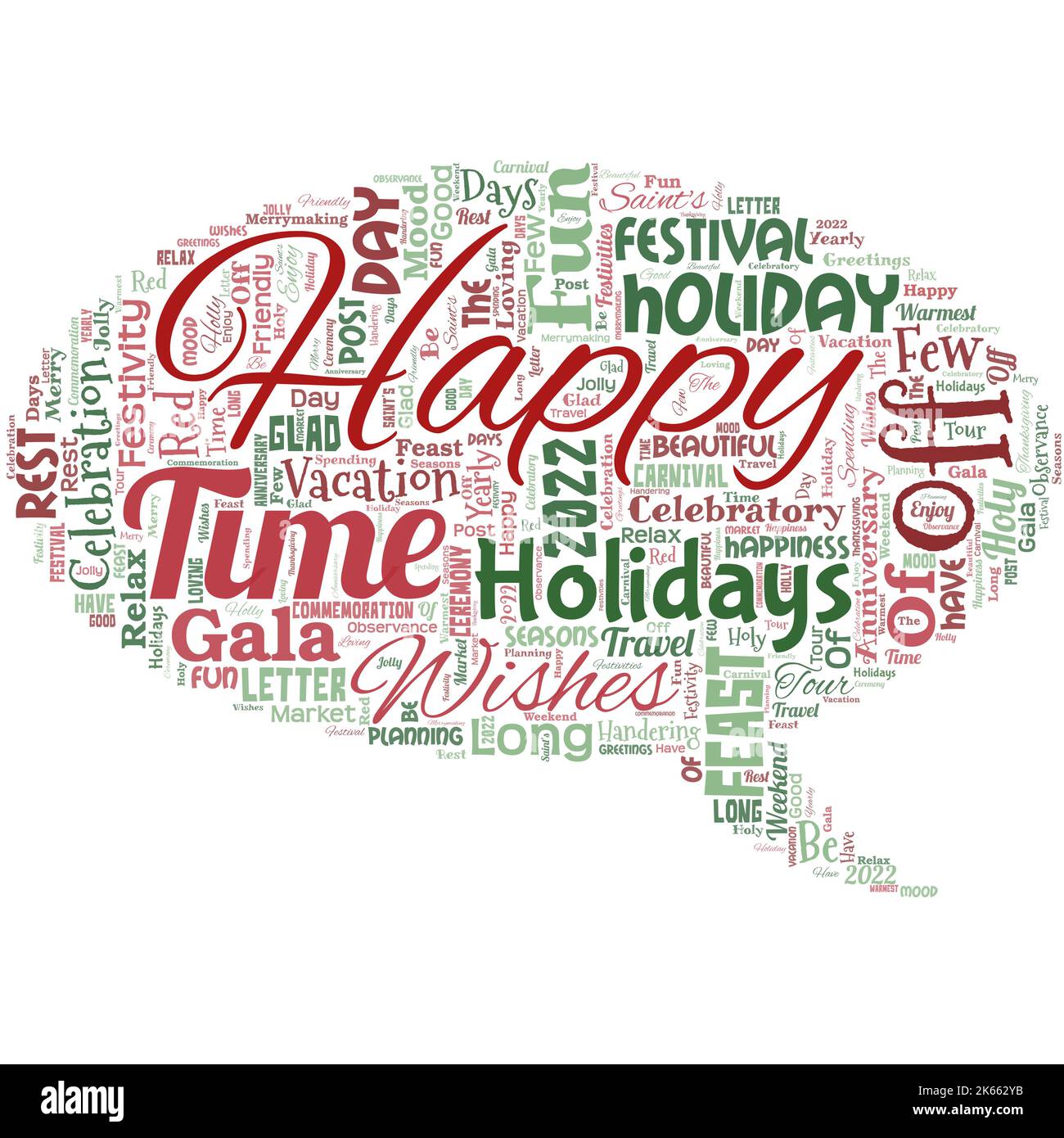 Big word cloud in the shape of dialog box with words Happy Holidays ...