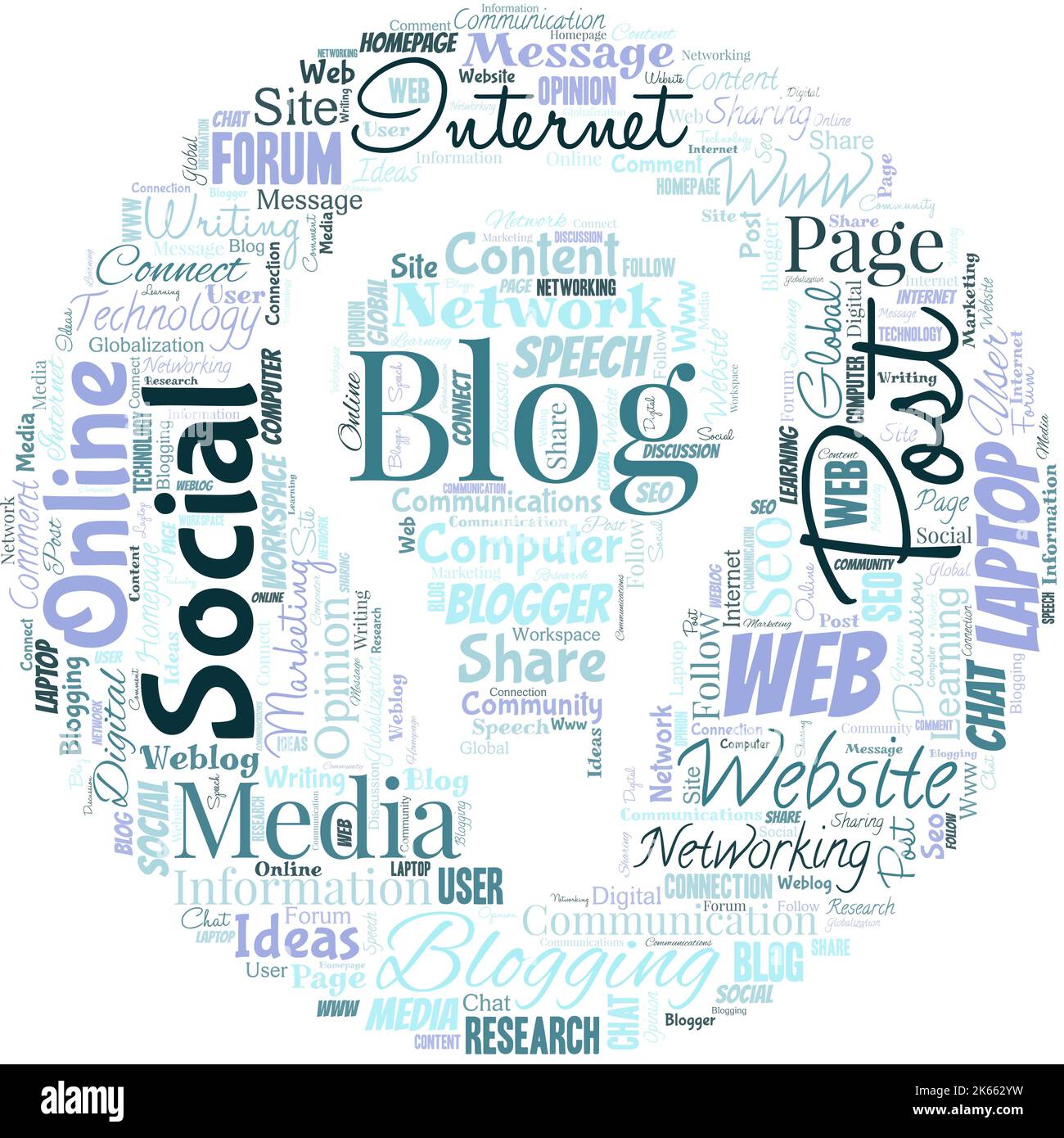 Big word cloud in the shape of bulb with word blog. A regularly updated ...