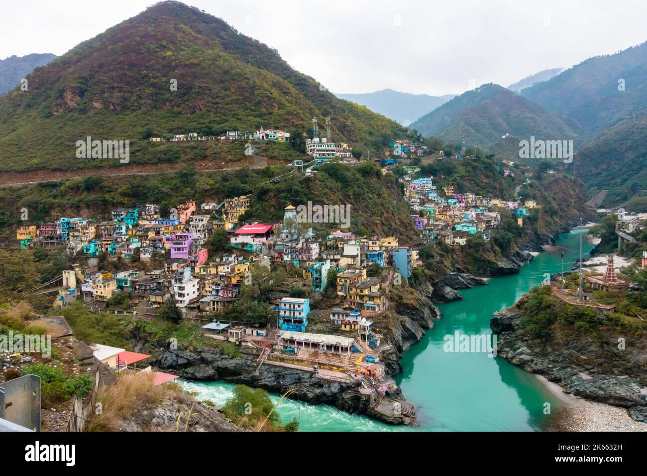 January 24th 2022 Uttarakhand India Confluence Or Sangam At Devprayag January 24th 2022 Uttarakhand India Confluence Or Sangam At Devprayag