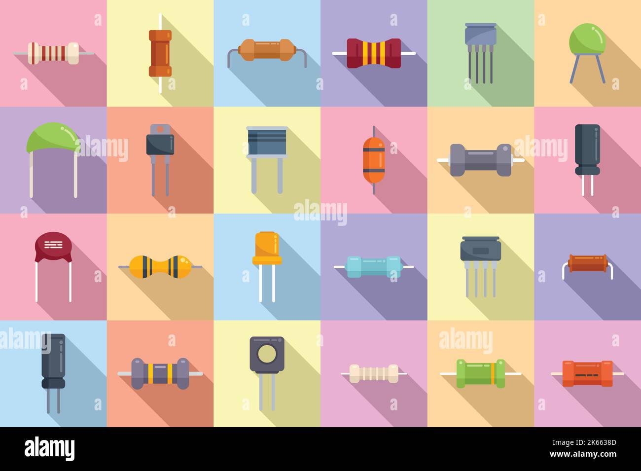 Resistor icons set flat vector. Capacitor chip. Battery board Stock Vector Image & Art - Alamy