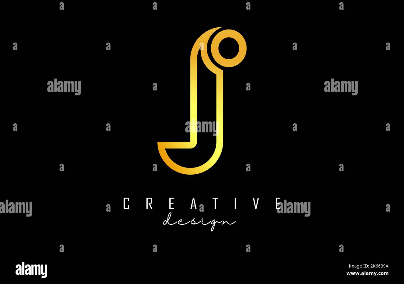 Outline golden letter J logo with a minimalist and gradient design ...