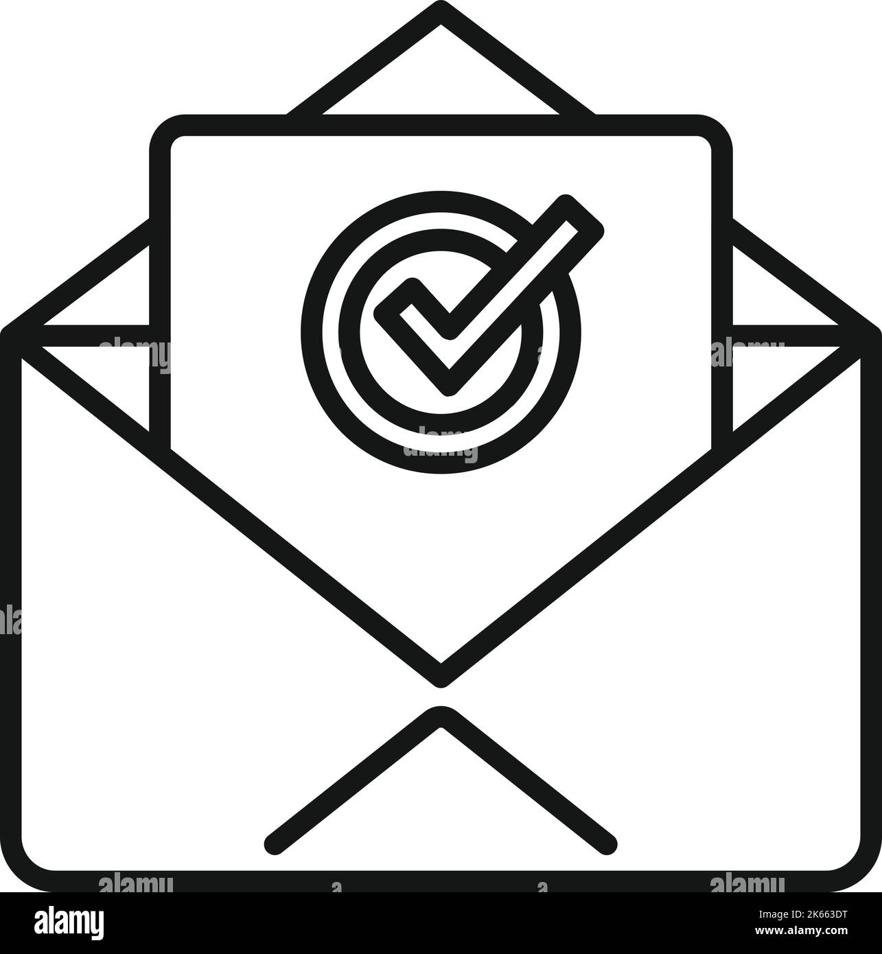 Approved mail icon outline vector. Business quality. Control complete ...