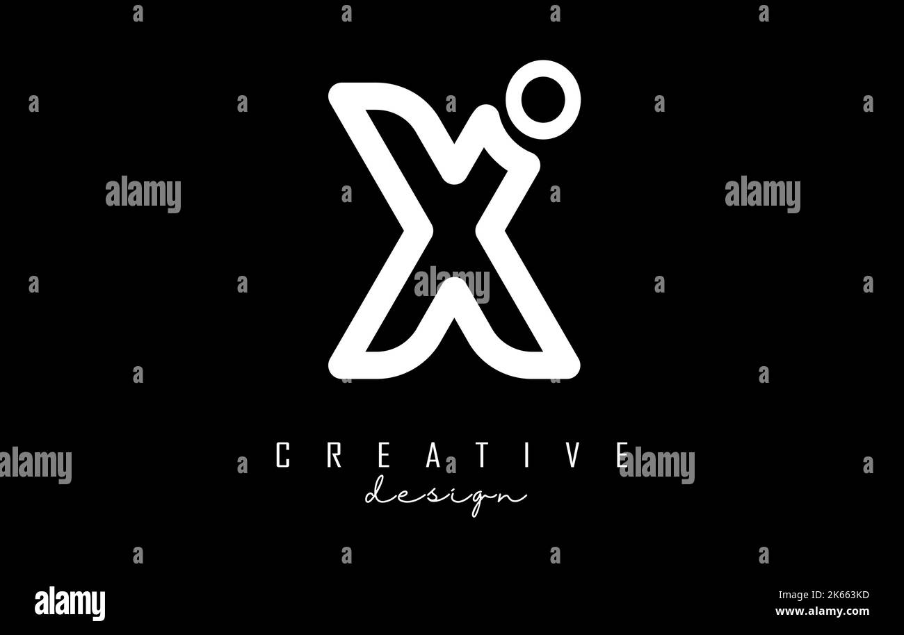 Outline white letter X logo with a minimalist and gradient design. Vector Illustration with ...