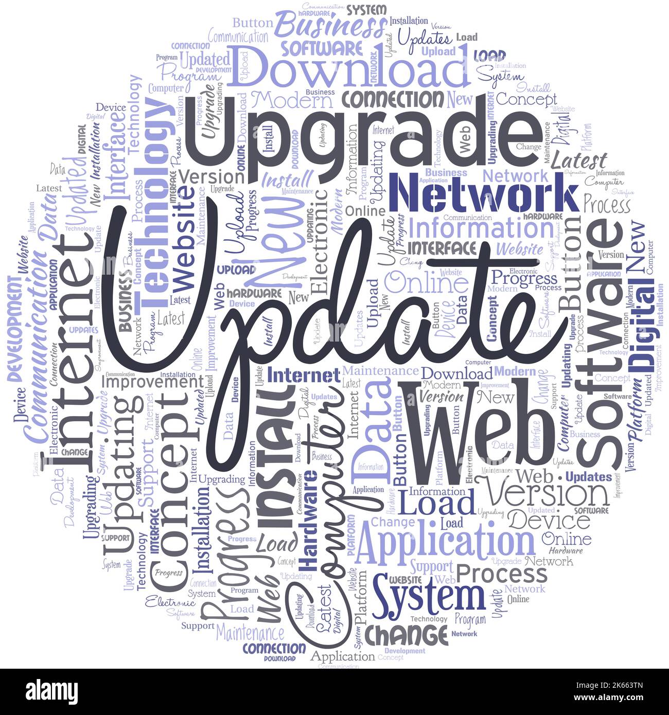 Big word cloud in the shape of circle with word update. Make something ...