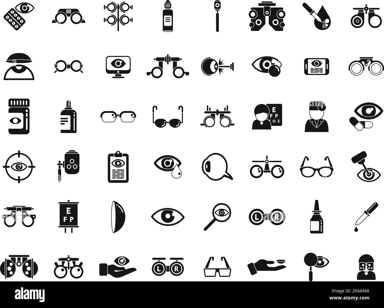 Optometry icons set simple vector. Medical eye. Lasik machine Stock ...