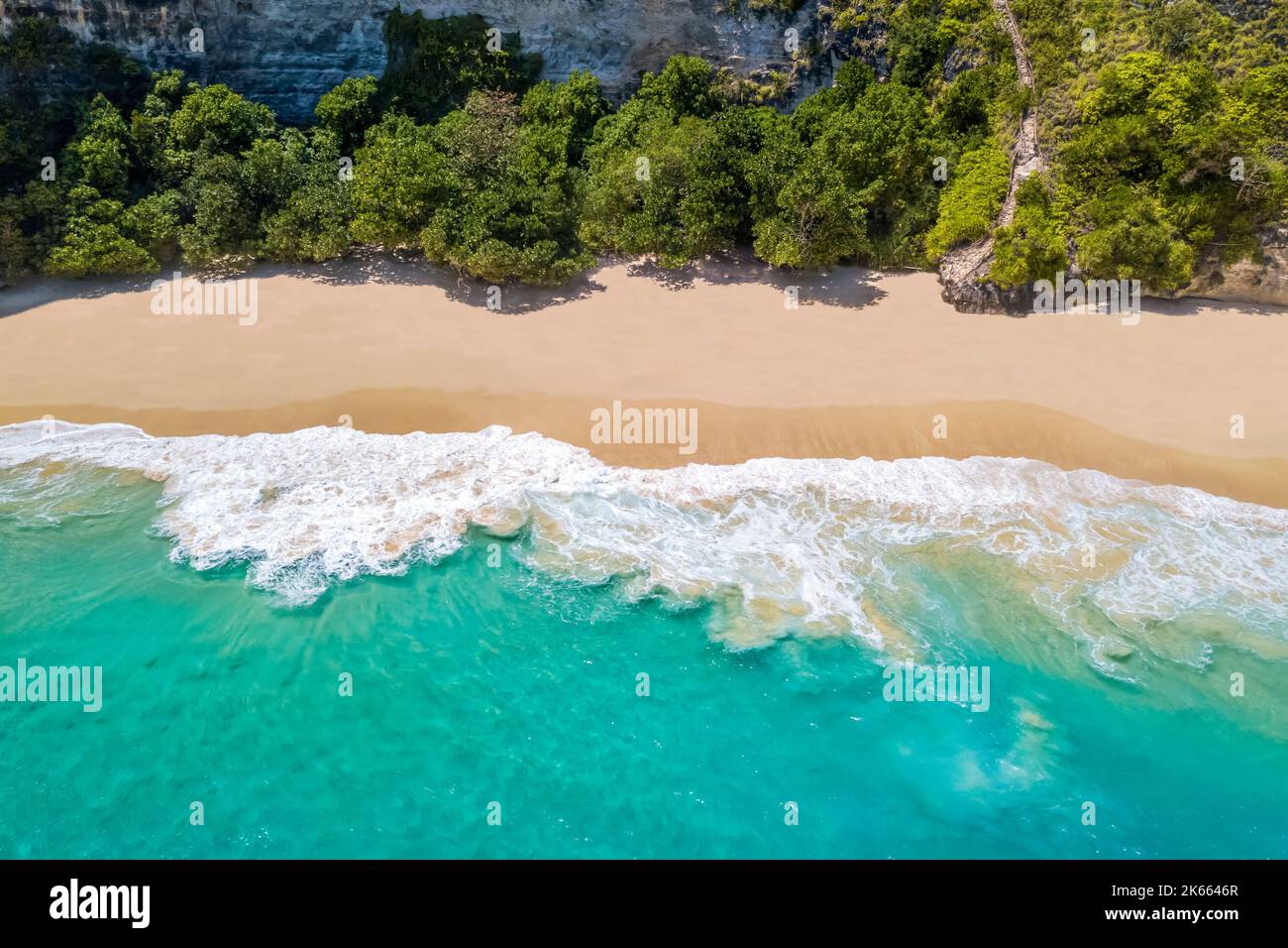 Nusa Penida Island, Kelingking Beach. Top view aerial view of a sandy ...