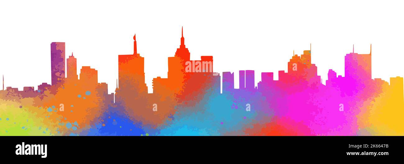 Colored town. Abstract city line. Vector illustration Stock Vector ...