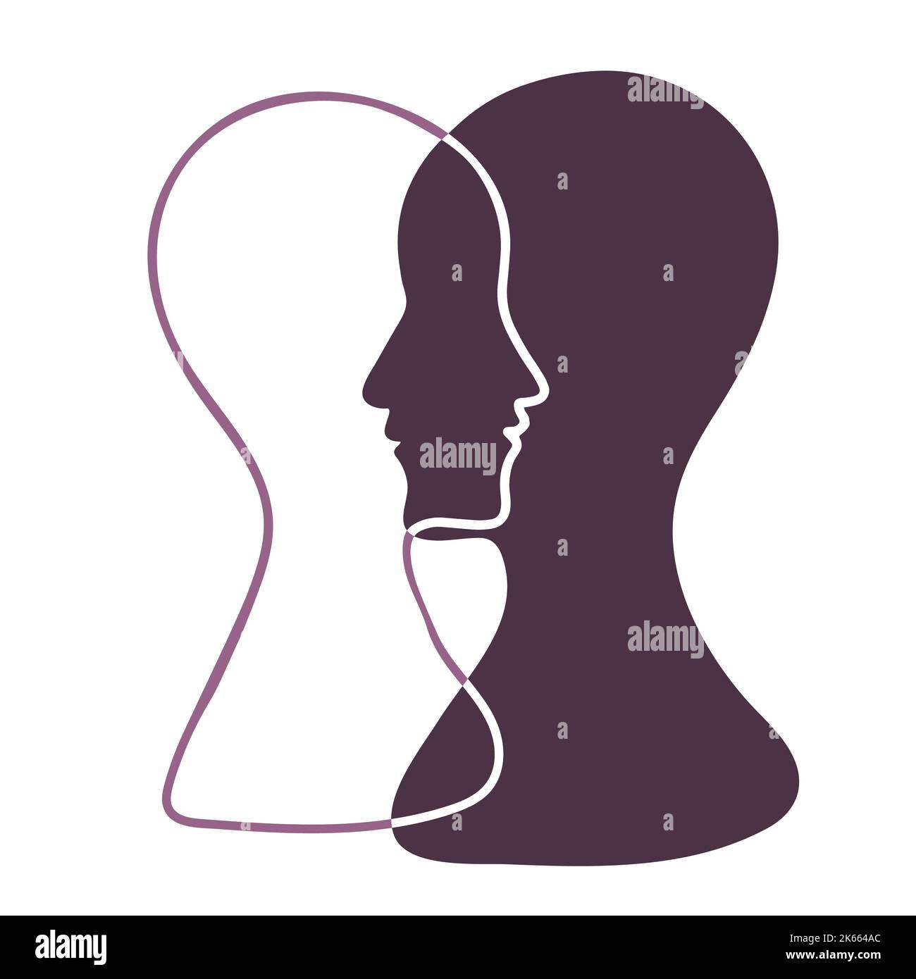 BPD Simple concept. Minimalistic Icon of human head with bipolar ...