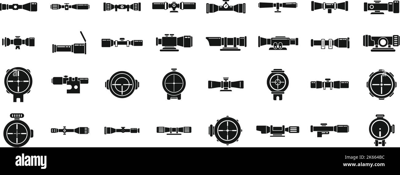 Telescopic sight icons set simple vector. Sniper scope. Target crodd ...