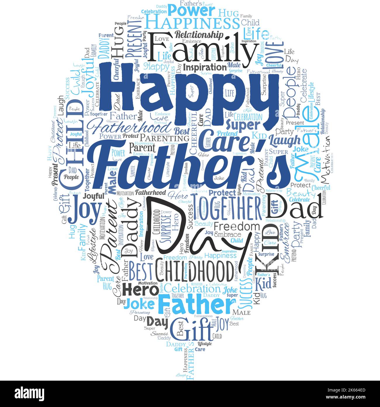 Big word cloud in the shape of baloon with words happy Father's Day ...